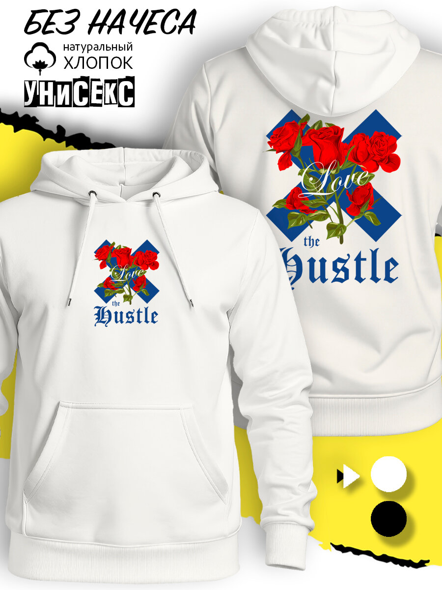 Худи Толстовка свитшот с цветами розами love the hustle