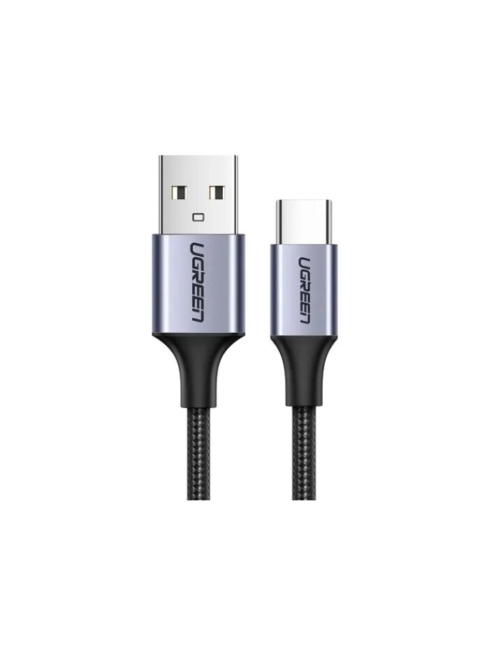 Кабель UGREEN US288 60124_ USB-A 2.0 to USB-C Cable Nickel Plating Aluminum Braid, 0.25м, черный