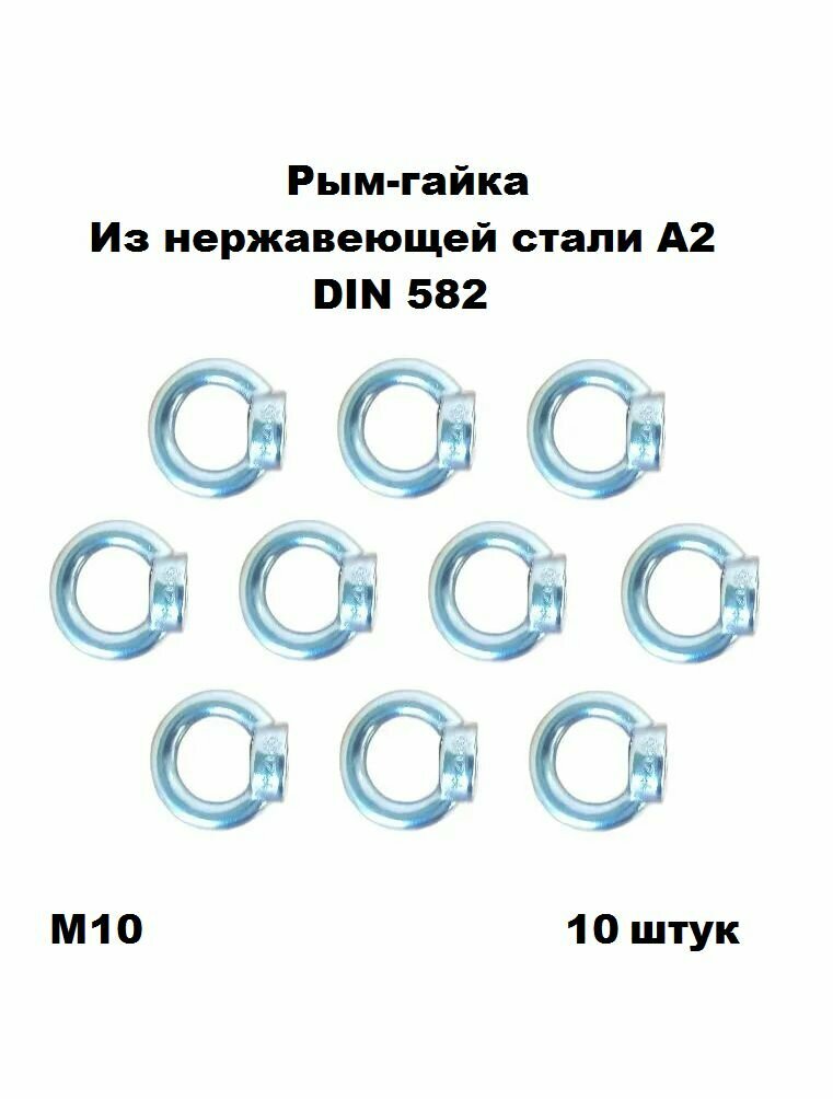 Рым-гайка нержавеющая А2 DIN 582 М10, 10 шт
