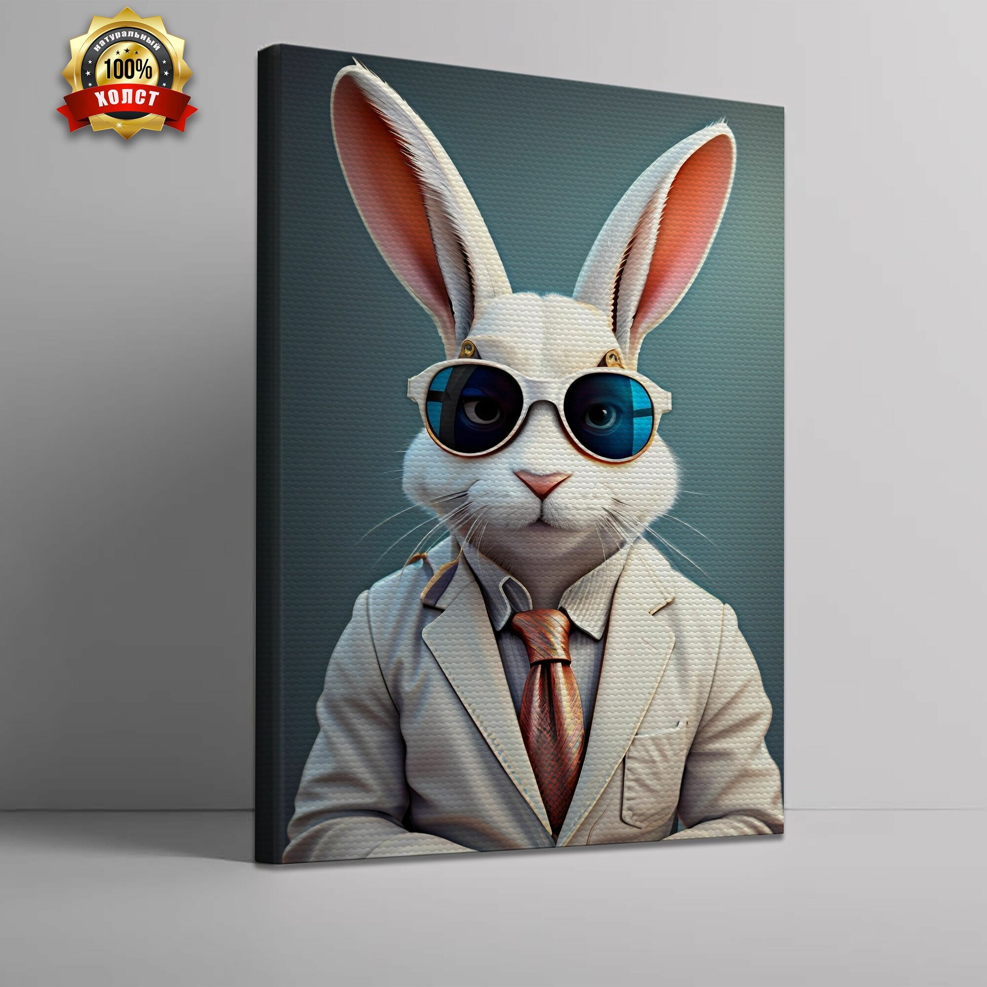 Картина Брутальный белый заяц 30*40