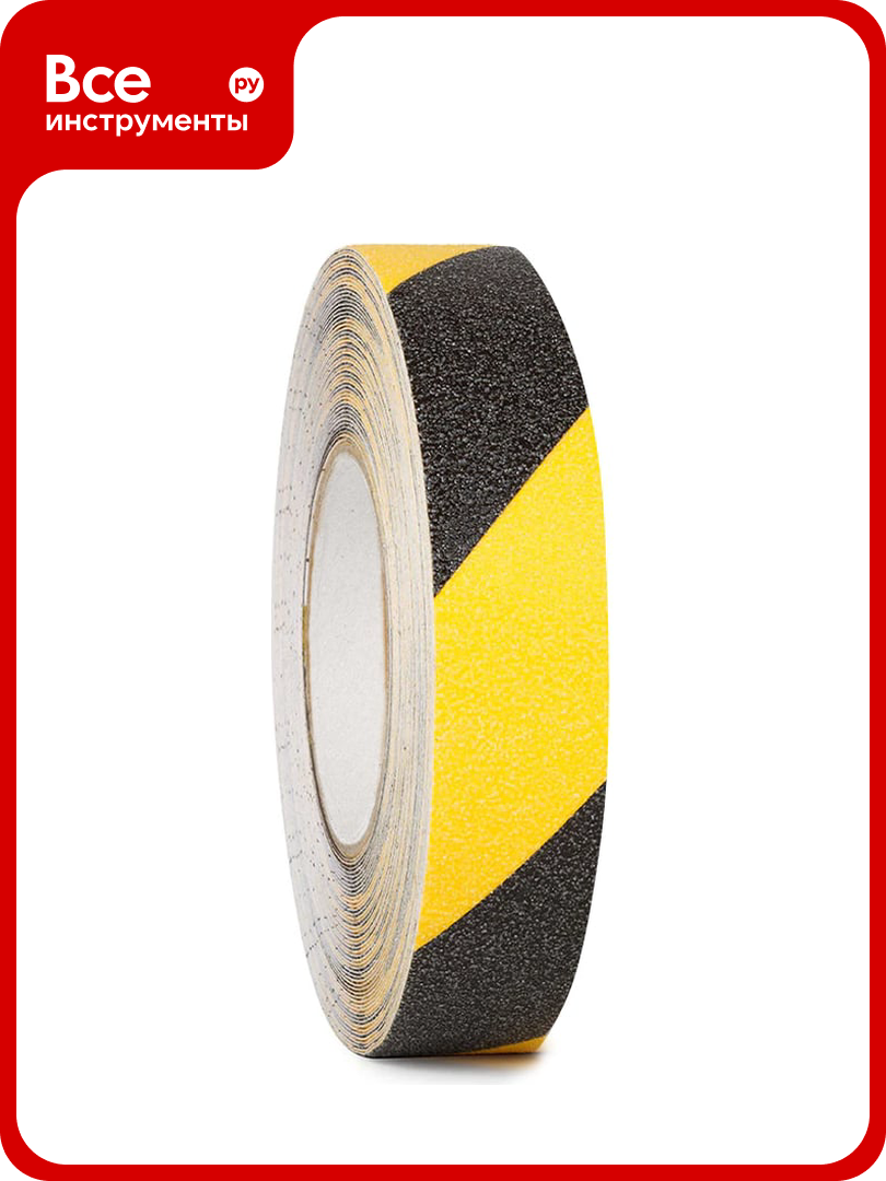 Универсальная противоскользящая лента Vell, желто-черная (25 мм х 18,3 м) 400183