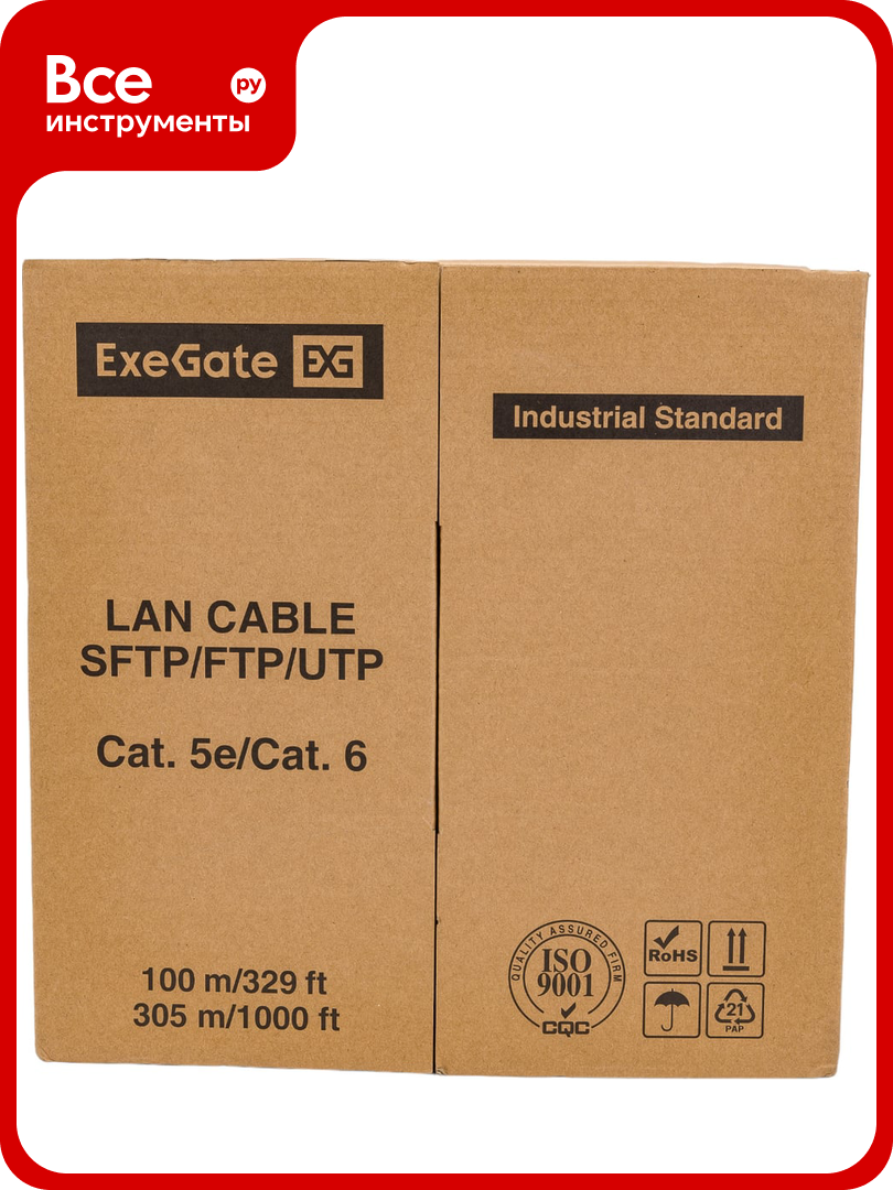 Кабель UTP ExeGate CU 4PR PREMIUM 25 AWG CAT5e 305м внутренний