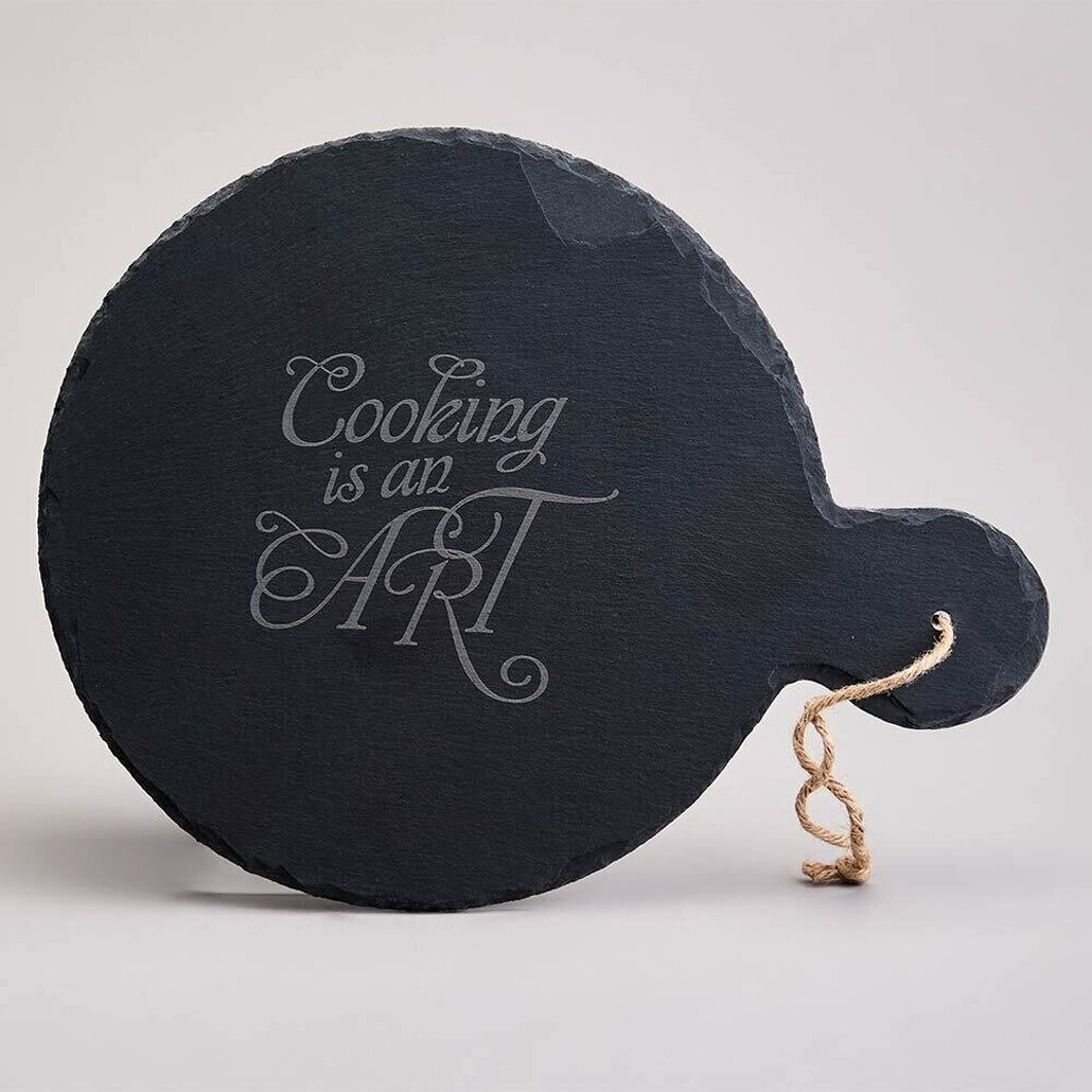 Доска сервировочная круглая 25х34см, сланец, с ручкой и верёвкой