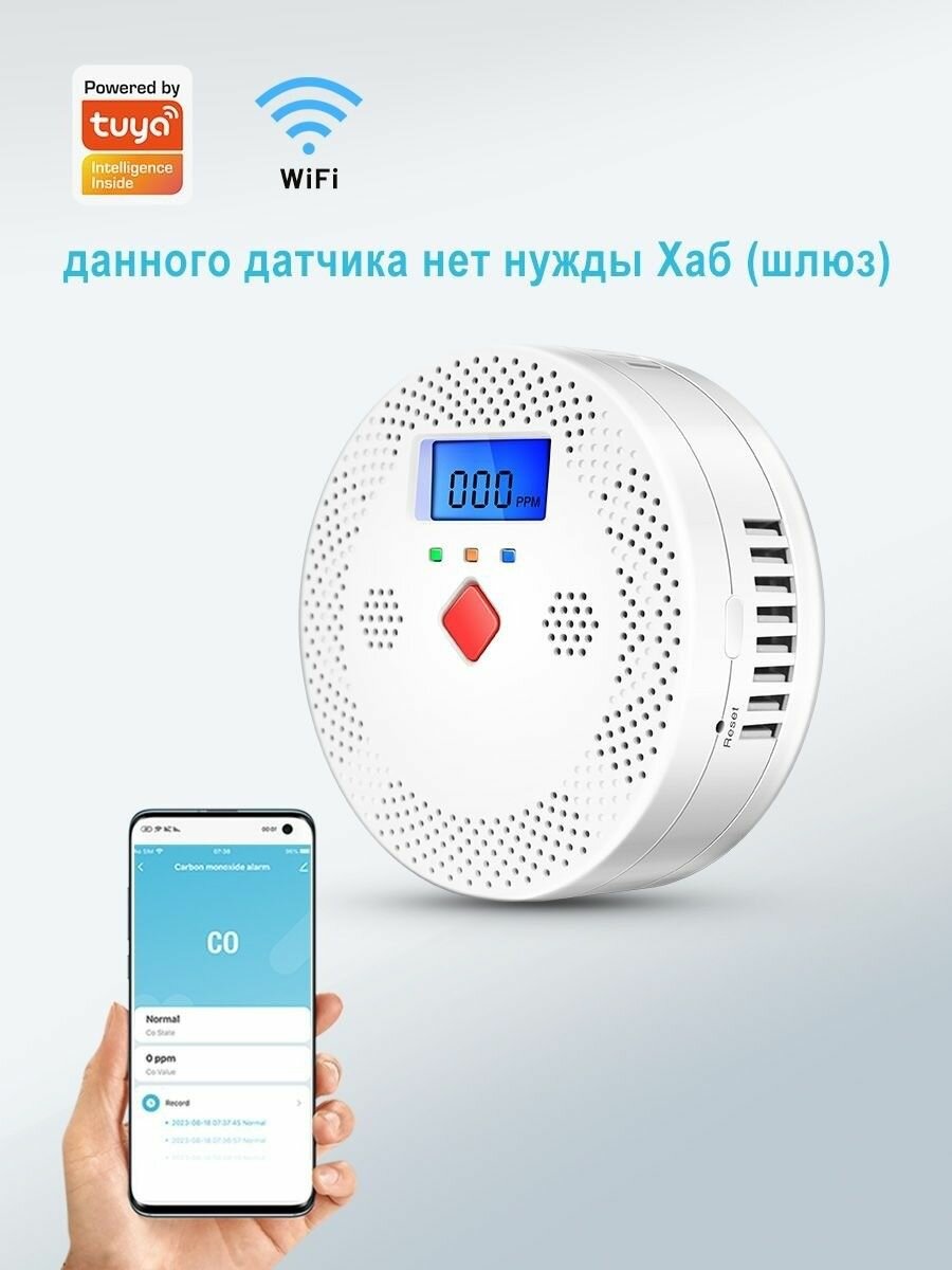 Датчик угарного газа Tuya WiFi, детектор угарного газа, APP Уведомление о тревоге