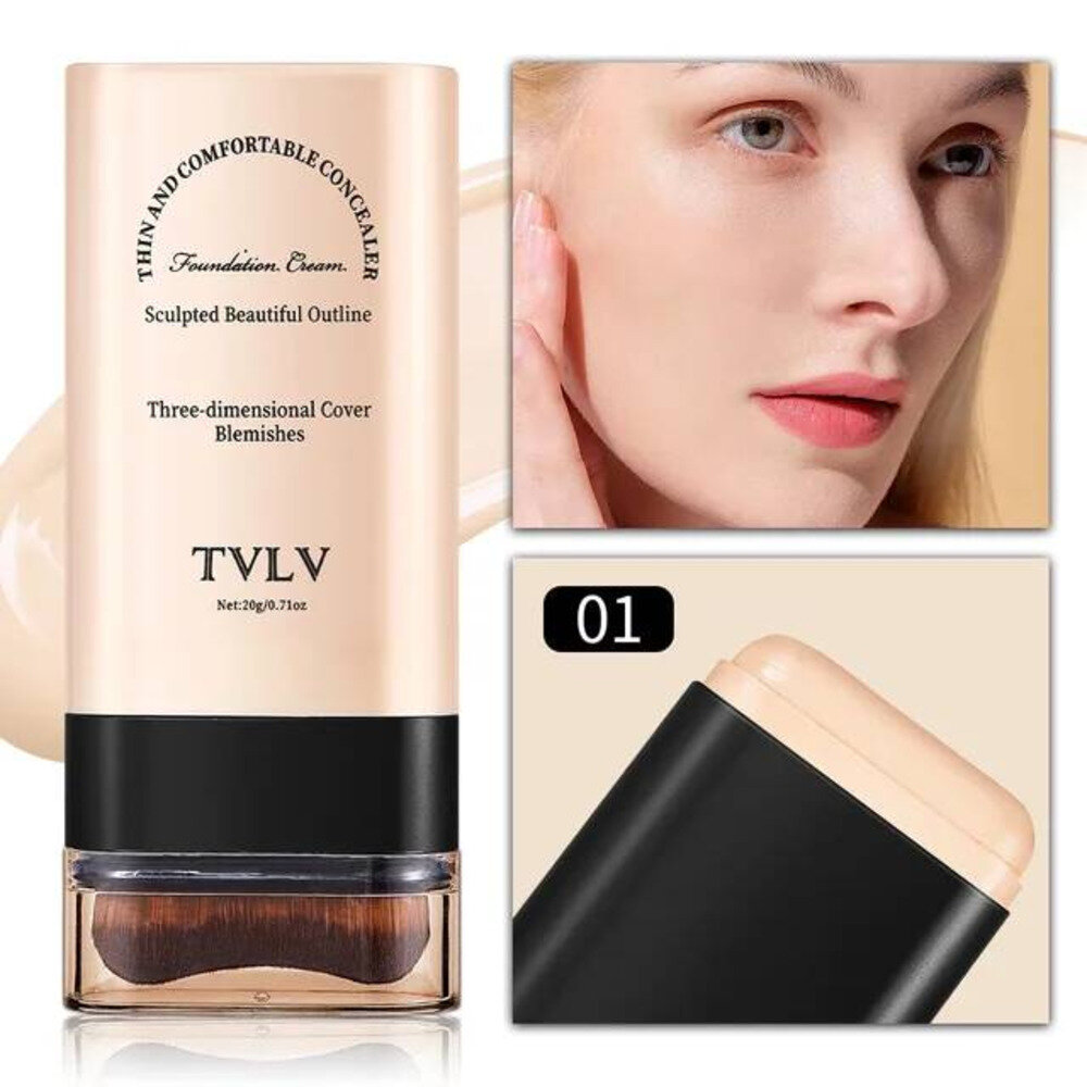 Тональный крем TVLV Eraser Foundation Stick 20 г, с кисточкой для придания коже сияния, жидкий тональный крем, не оставляет следов, стойкий корректор макияжа