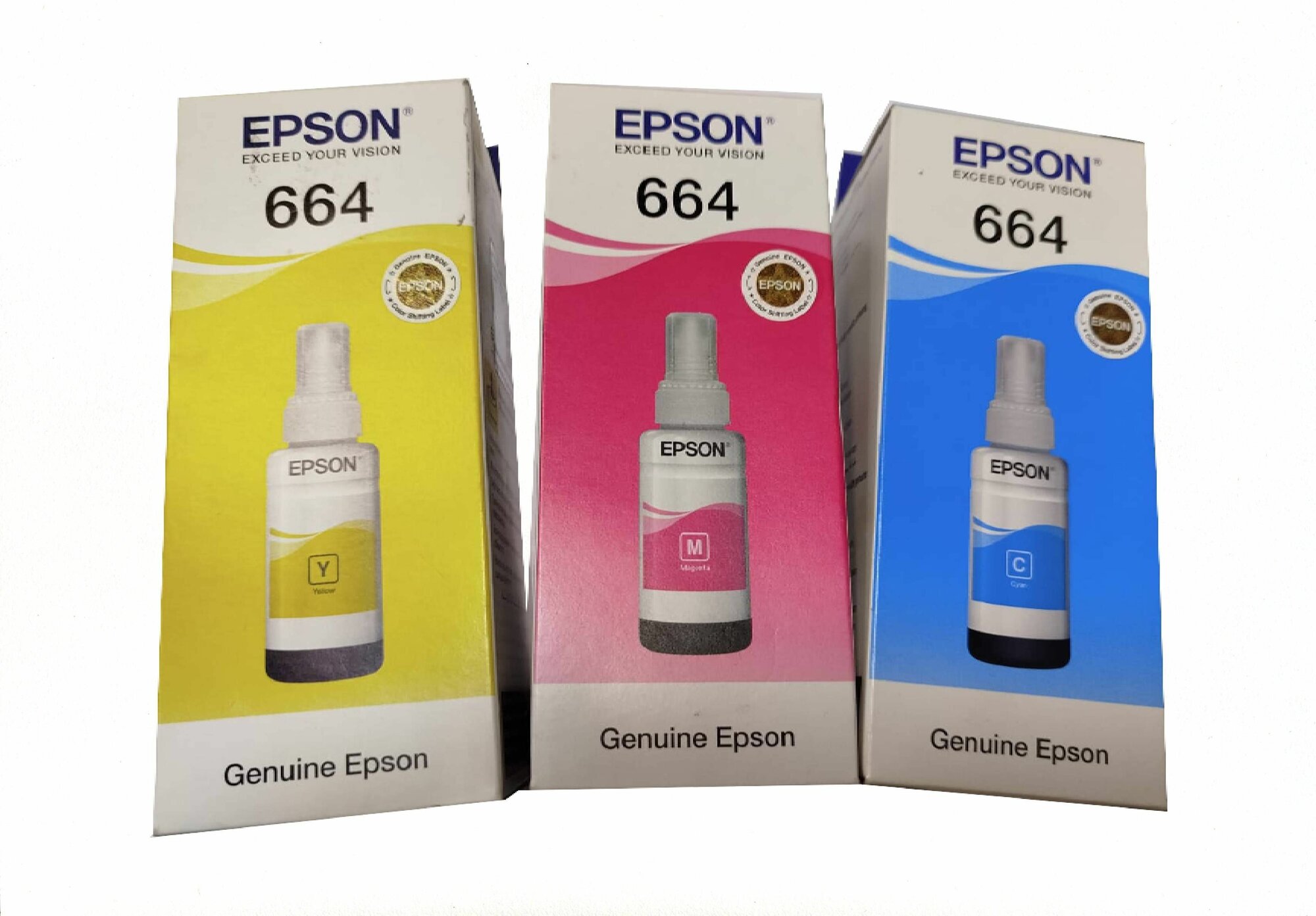 Чернила для Epson L100 T6642/T6643/T6644, комплект 3 цвета, без черного, оригинальный. Товар уцененный