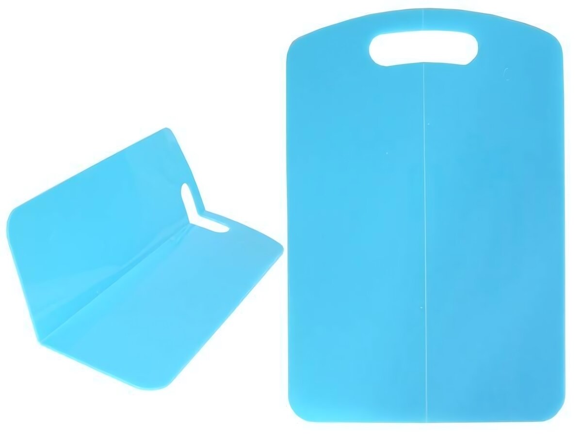 Доска разделочная гибкая 34x24см, пластик, голубой, складная, с ручкой
