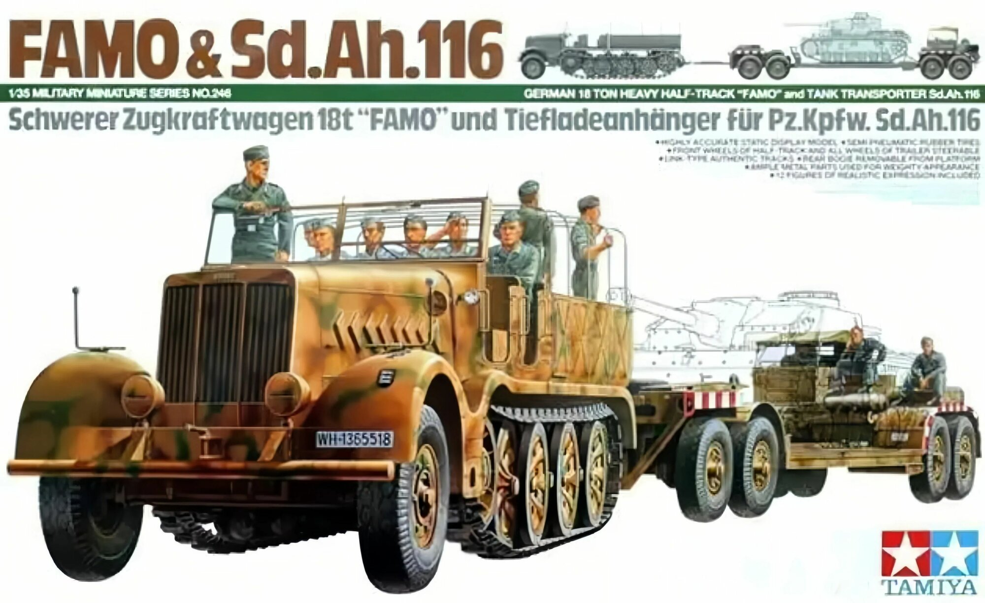Tamiya 35246 1/35 Второй мировой войны Германия Sd. Kfz.9 Famo & Ah.116 Модельный комплект