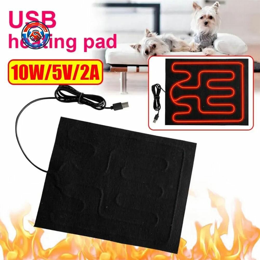 USB-коврик с подогревом для кошек и собак, тёплое лежак-грелка 25х30 см, комфортное место для сна питомца, регулируемый нагрев 45-50 , энергосберегающий 10 Вт, подходит для ветеринарных клиник и дома, съёмный чехол из мягкого флиса, защита от перегрева,