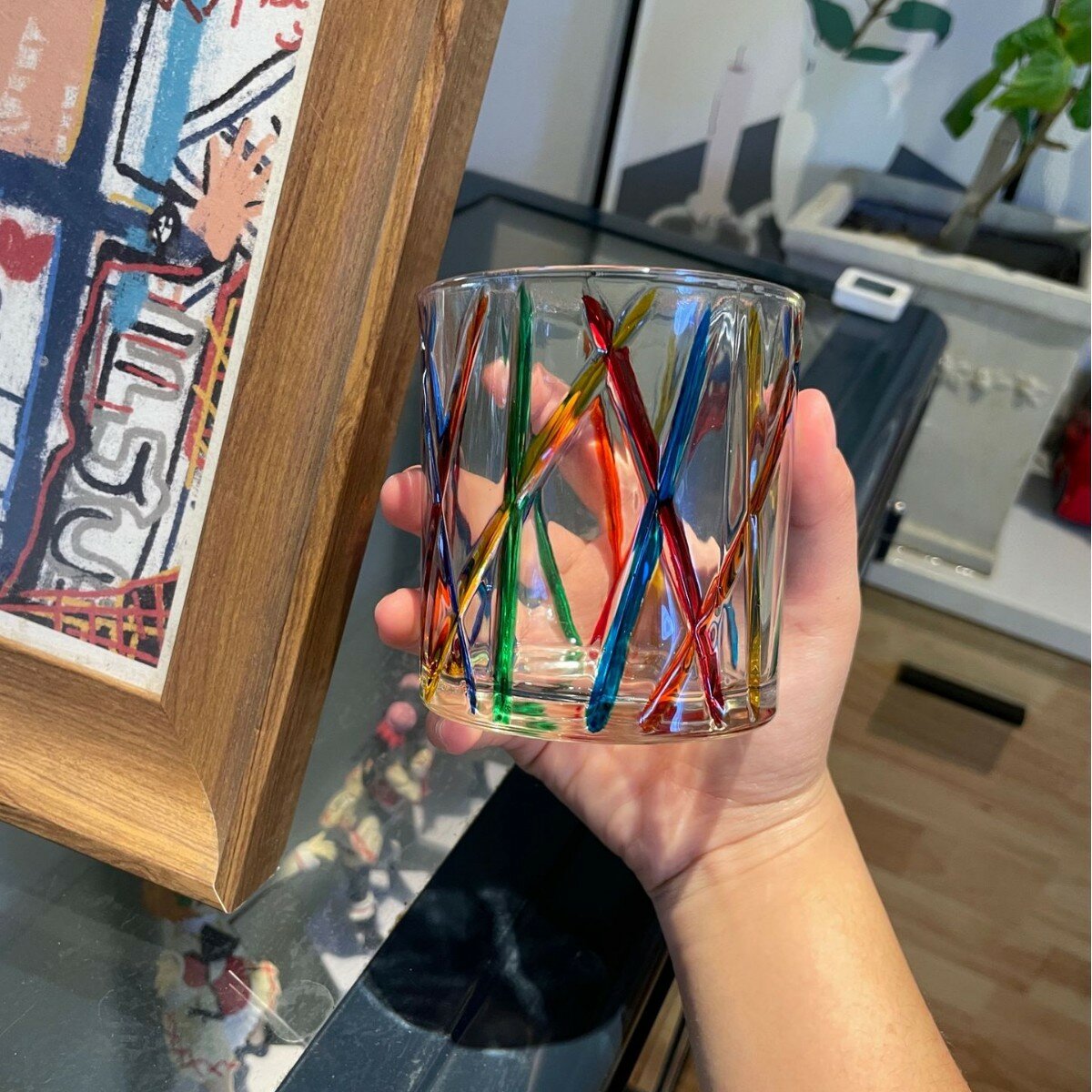 Цветной стеклянный стакан, нерегулярный цветной блок, стакан для воды, стакан для холодных напитков, стакан для сока, летний домашний радужный стакан для питья