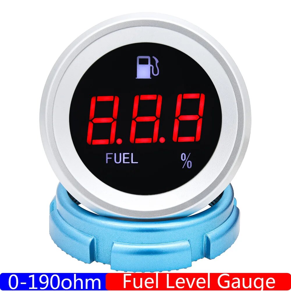 A5 0-190 Ом Датчик уровня топлива + Датчик уровня топлива 52 мм Цифровой индикатор уровня масляного бака со вспышкой сигнализации для автомобиля Лодка 12 В 24 В на заказ, Fuel Gauge