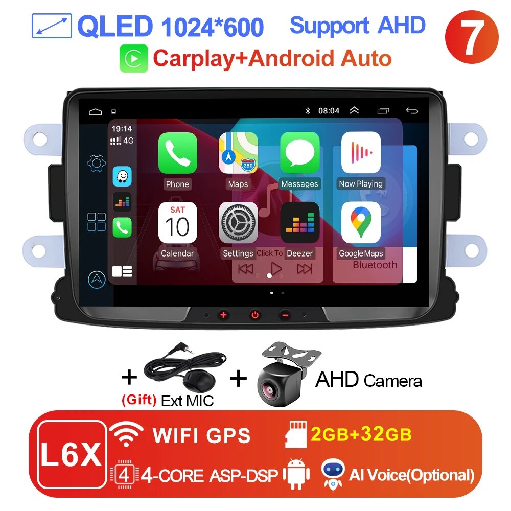 Автомагнитола LEHX 2 Din Android gps для Dacia Sandero Duster Renault Captur Lada Xray 2 Logan 2 мультимедийный плеер dvd Carplay, L6X(2-32GB)CAM