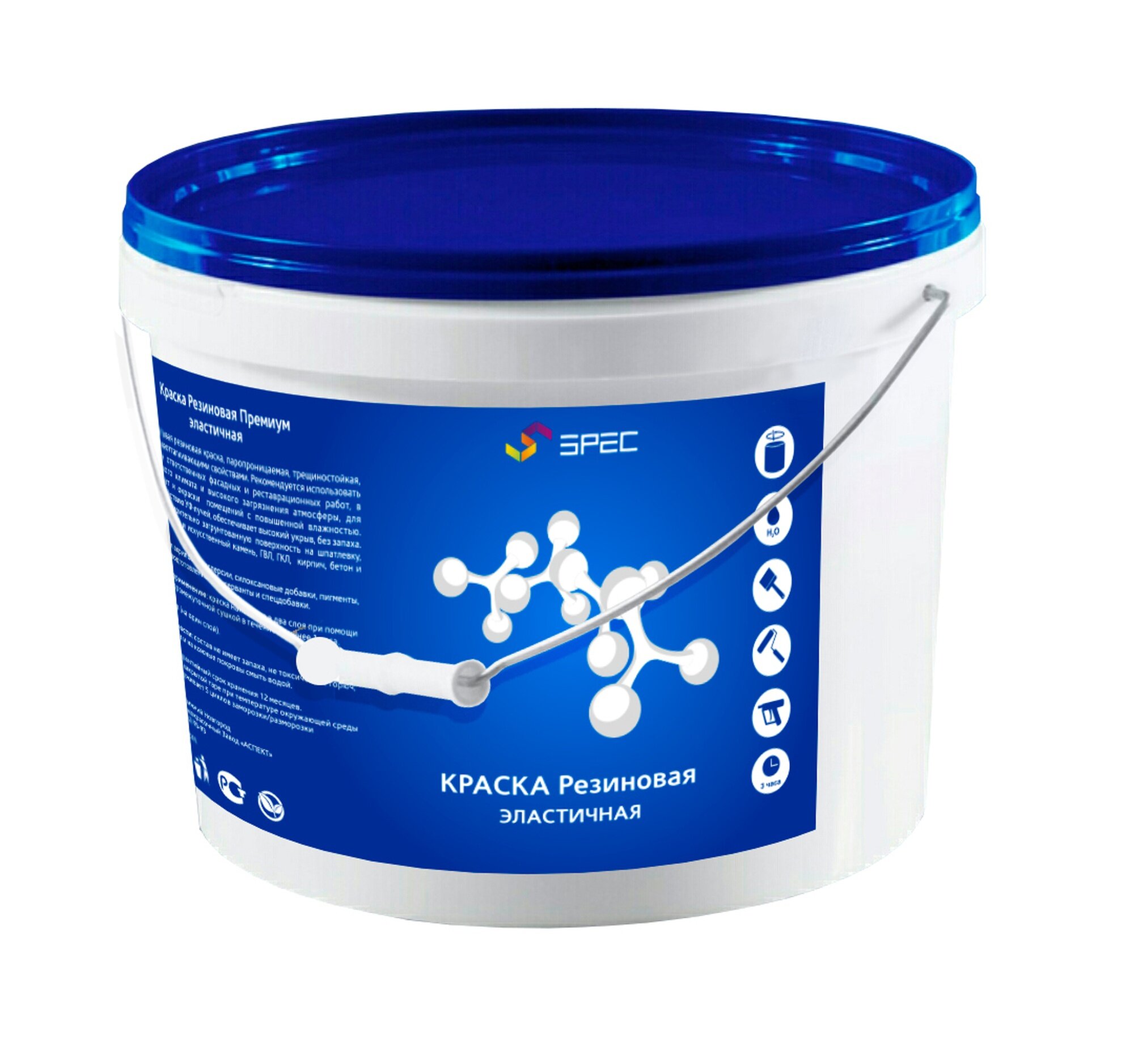Краска SPEC Премиум, 100-150 г/м2, резиновая, эластичная, белый, 12 кг