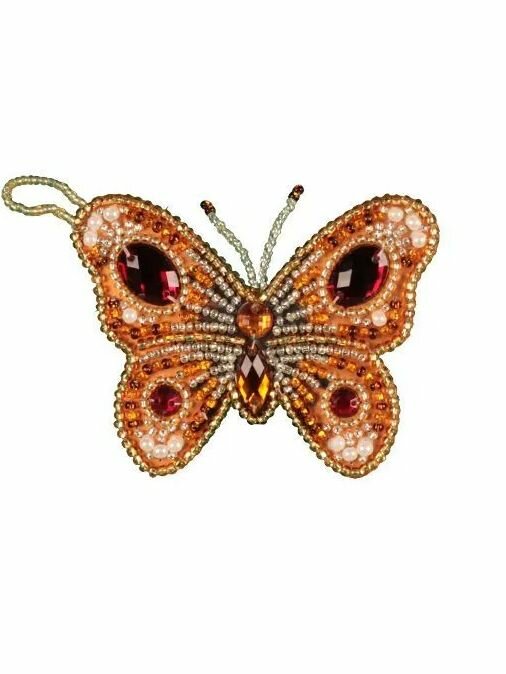 Набор для вышивания бисером двухсторонней подвески "Золотая бабочка" Нова Слобода