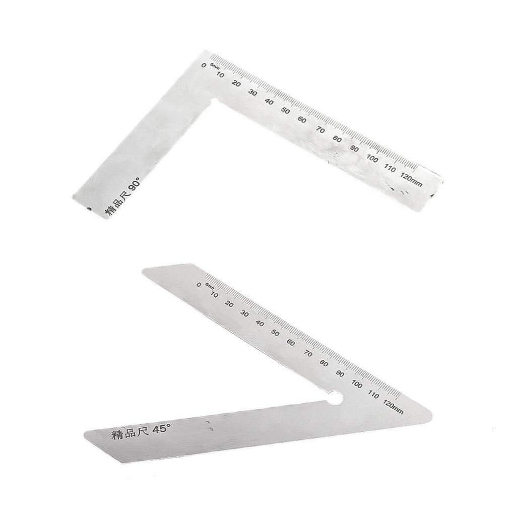Малка,1 комплект из 2 угловых линейок нержавеющей стали 45 градусов 90