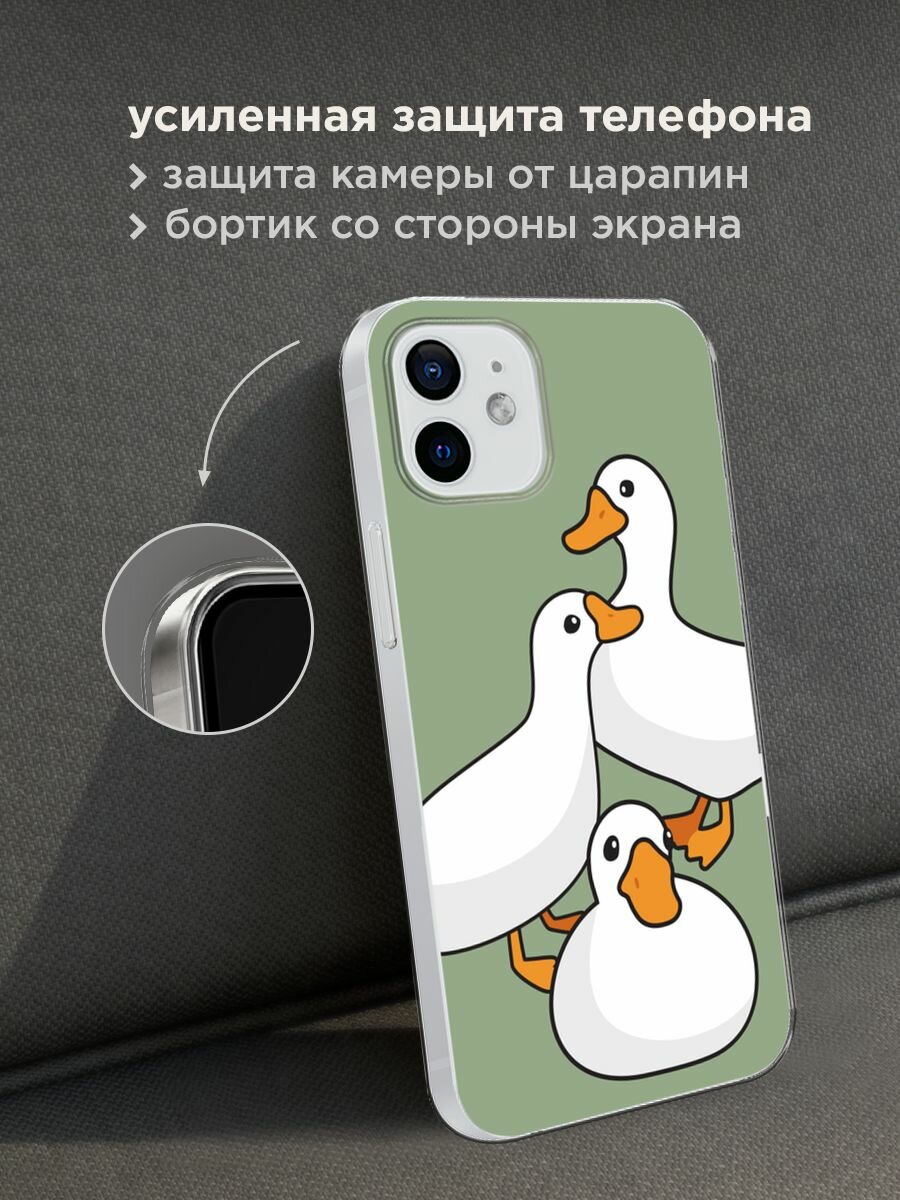 Чехол на Apple iPhone 12/12 Pro / Айфон 12/12 Про с принтом "Утиное трио" — фото 1