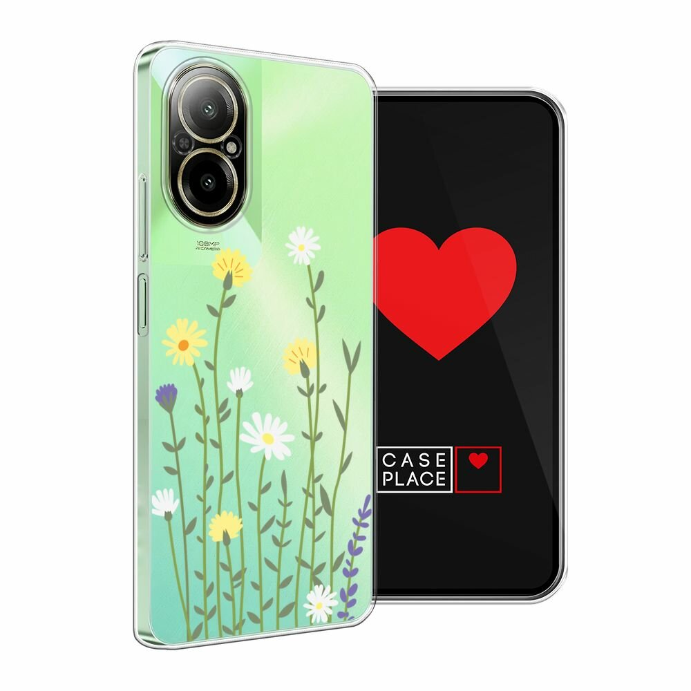 Чехол на Realme C67 4G / Реалми C67 4G с принтом "Пучок полевых цветов", прозрачный — фото 1