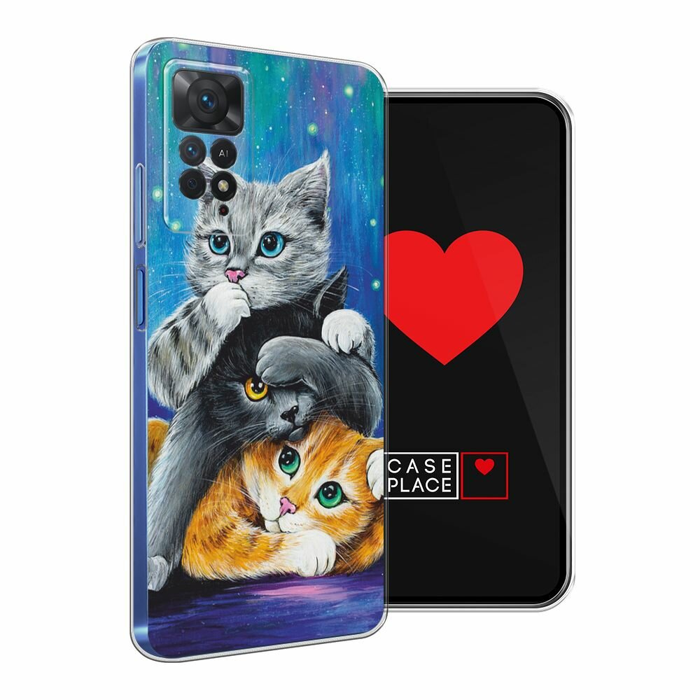 Чехол на Xiaomi Redmi Note 11E Pro / Сяоми Редми Нот 11E Pro Про с принтом "Три кота рисунок" — фото 1