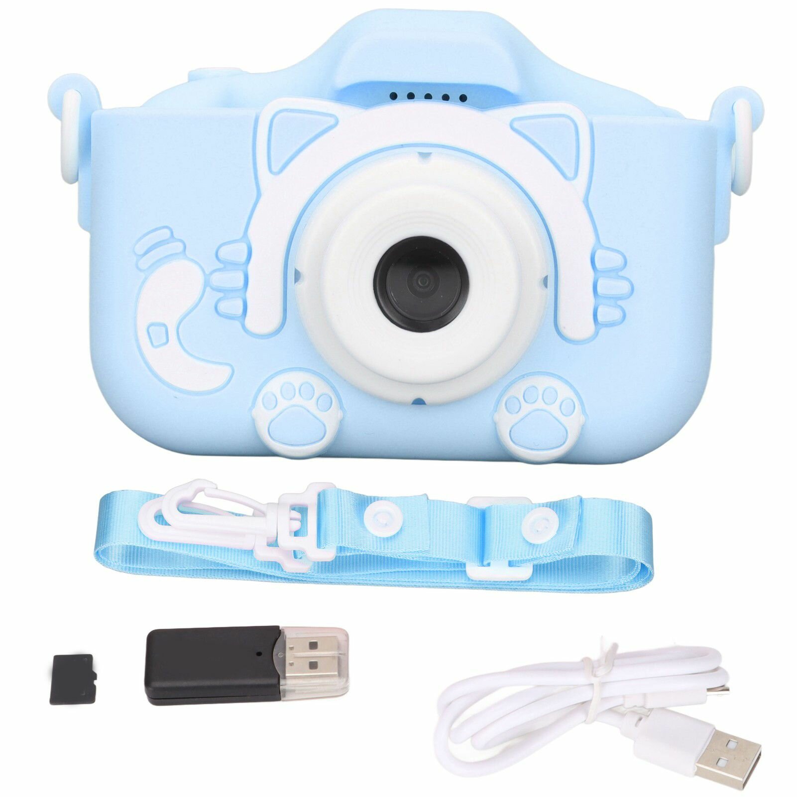 Детская камера-игрушка 20 МП, MP3, синяя, 32 ГБ в комплекте