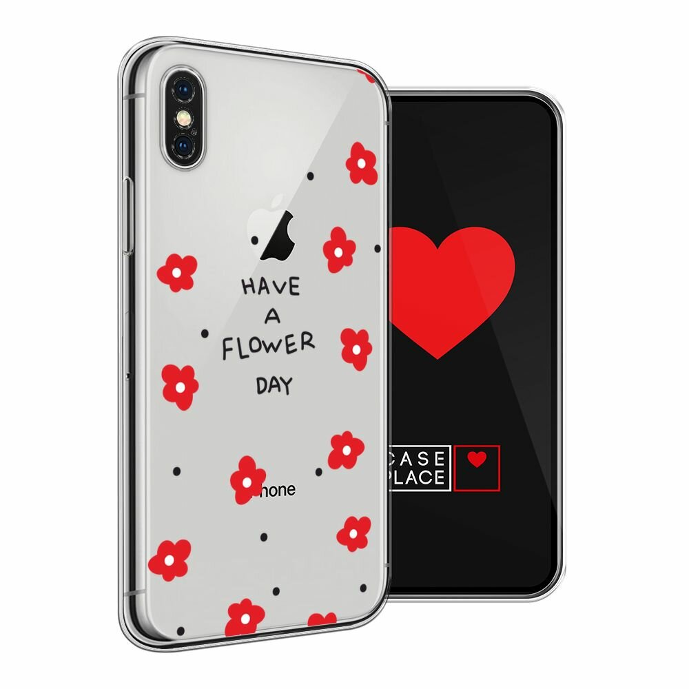Чехол на Apple iPhone XS Max / Айфон XS Max с принтом "Have a flower day 2", прозрачный — фото 1