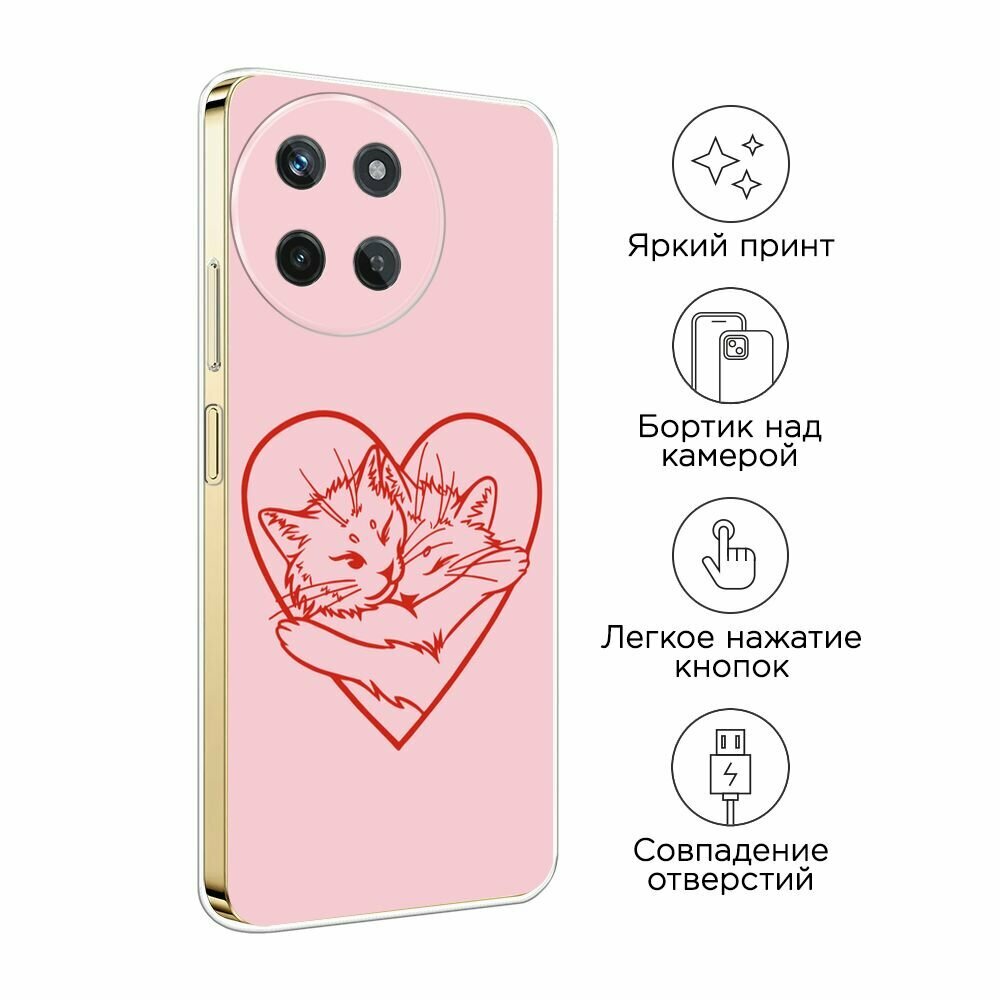 Чехол на Realme 11 4G / Реалми 11 4G с принтом "Влюблённые котики рисунок 1 - 14 февраля" — фото 1