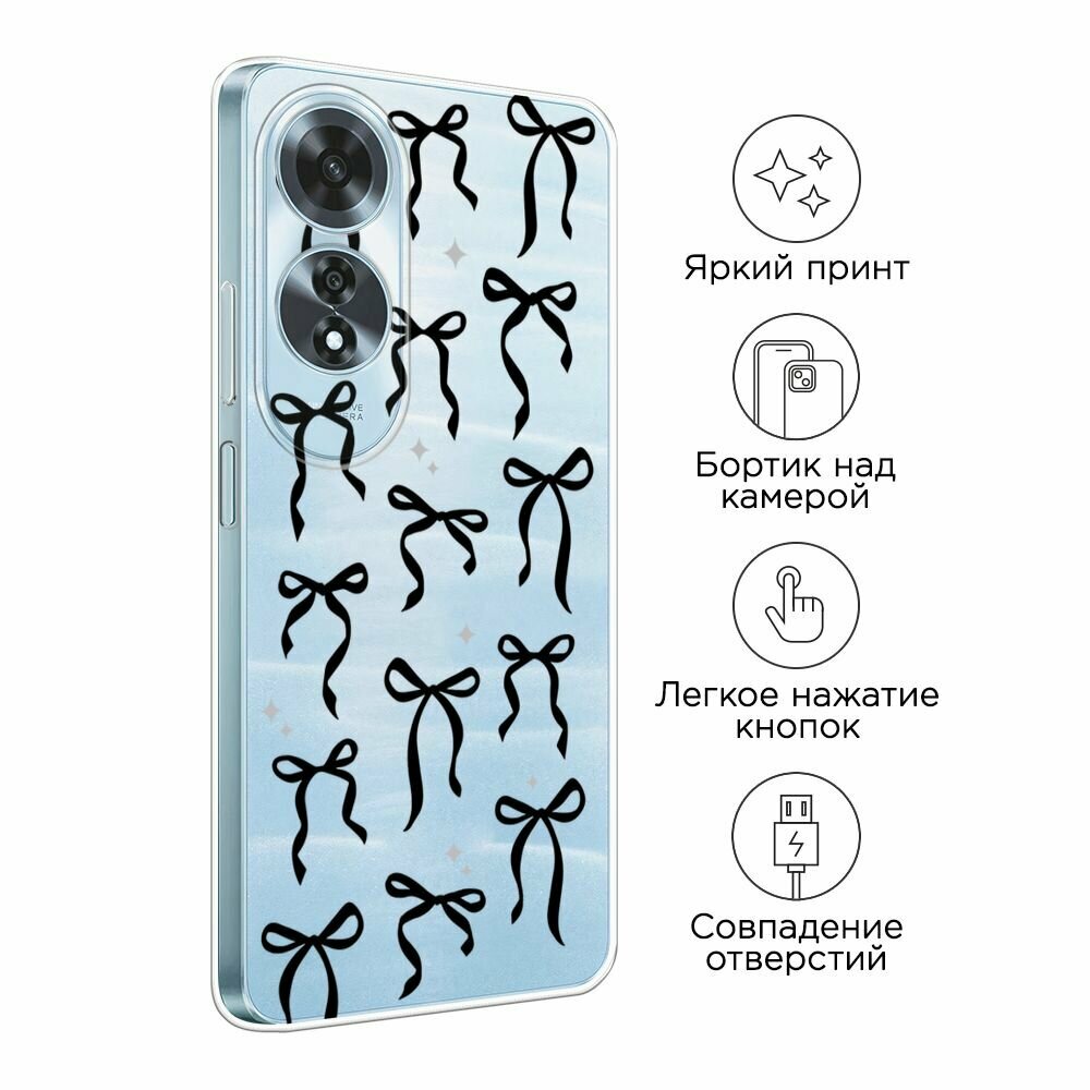 Чехол на Oppo A60 / Оппо А60 с принтом "Black bows", прозрачный — фото 1