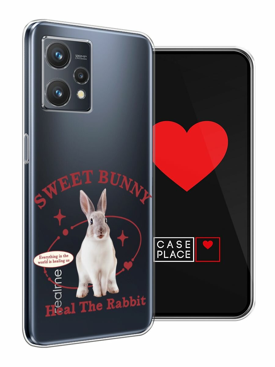 Чехол на Realme 9 4G/9 Pro Plus / Реалми 9 4G/9 Pro Plus с принтом "Heal the rabbit", прозрачный — фото 1