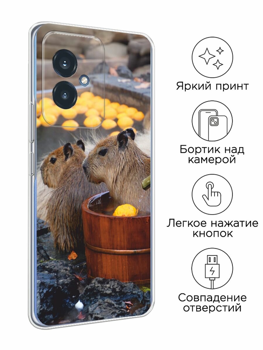 Чехол на Honor 100 / Хонор 100 с принтом "Капибары отмокают" — фото 1