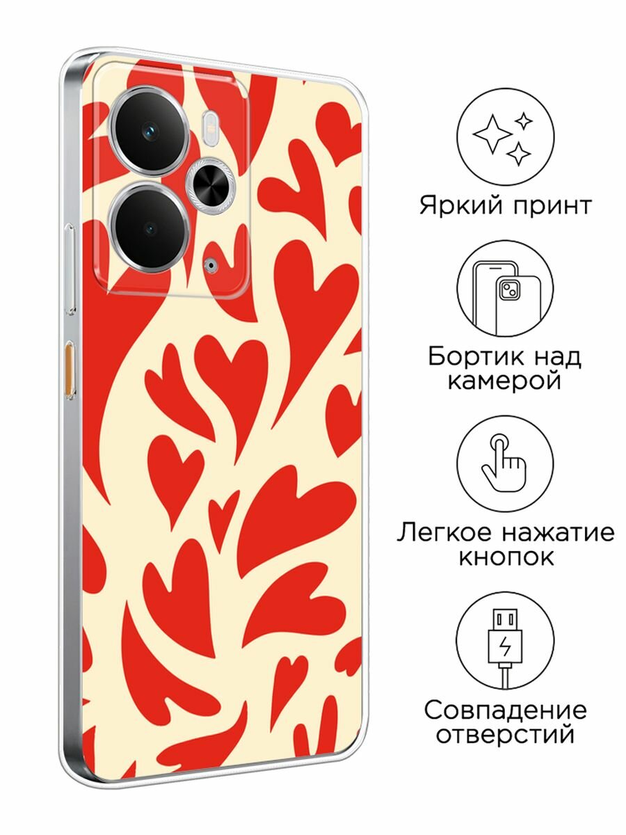 Чехол на Realme 14 5G / Реалми 14 5G с принтом "Crazy hearts 1 - 14 февраля" — фото 1