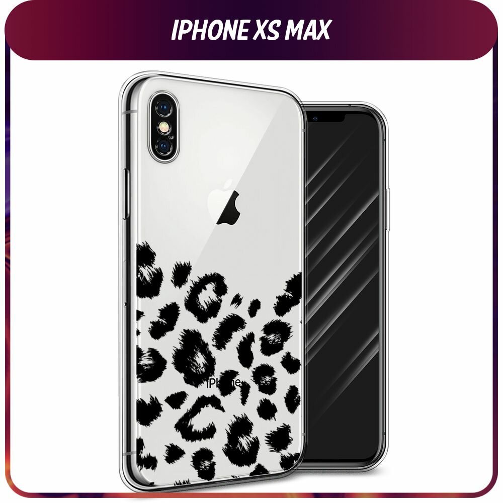 Чехол на Apple iPhone XS Max / Айфон XS Max с принтом "Окрас леопарда фон черный", прозрачный
