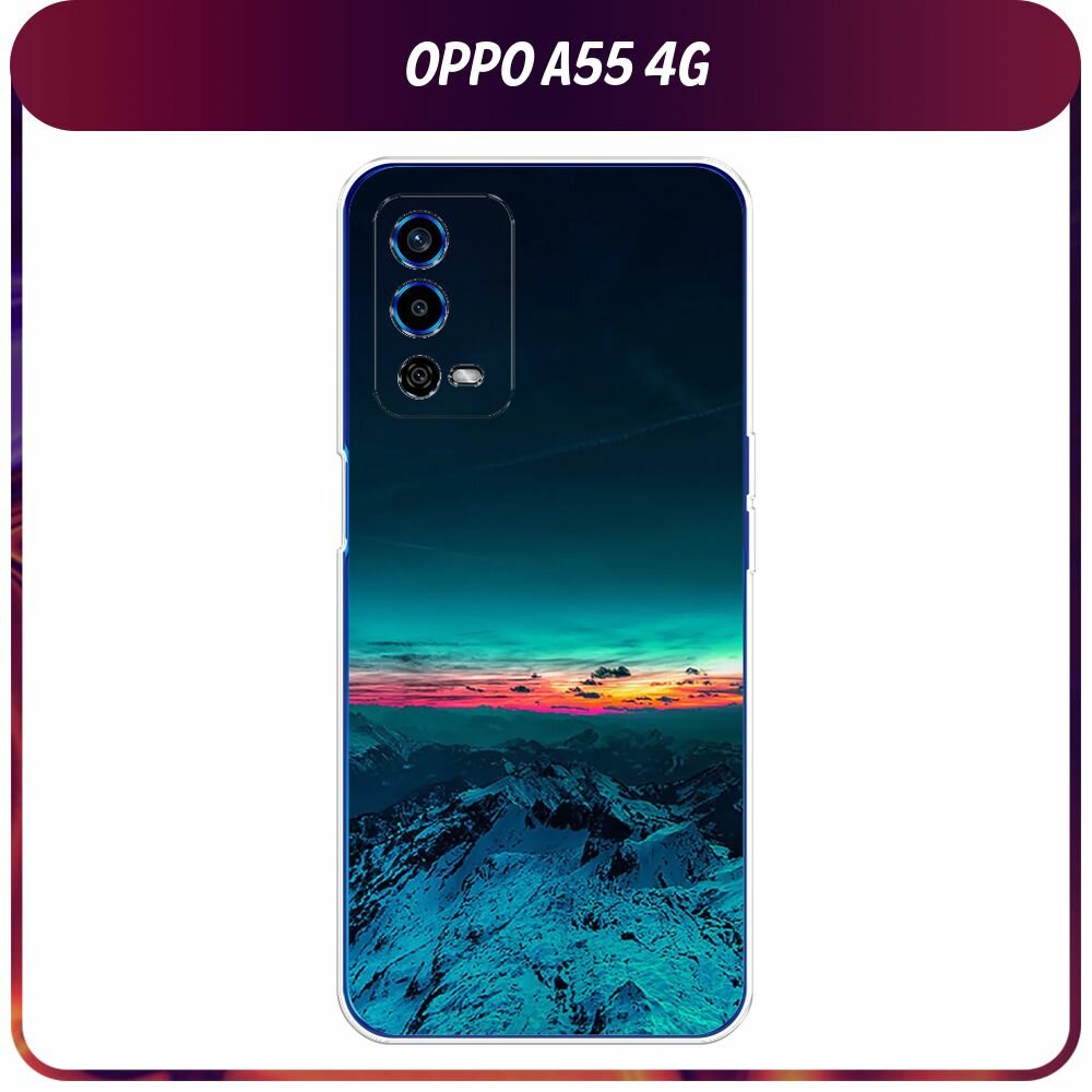 Чехол на Oppo A55 4G / Оппо А55 4G с принтом "Закат в горах"