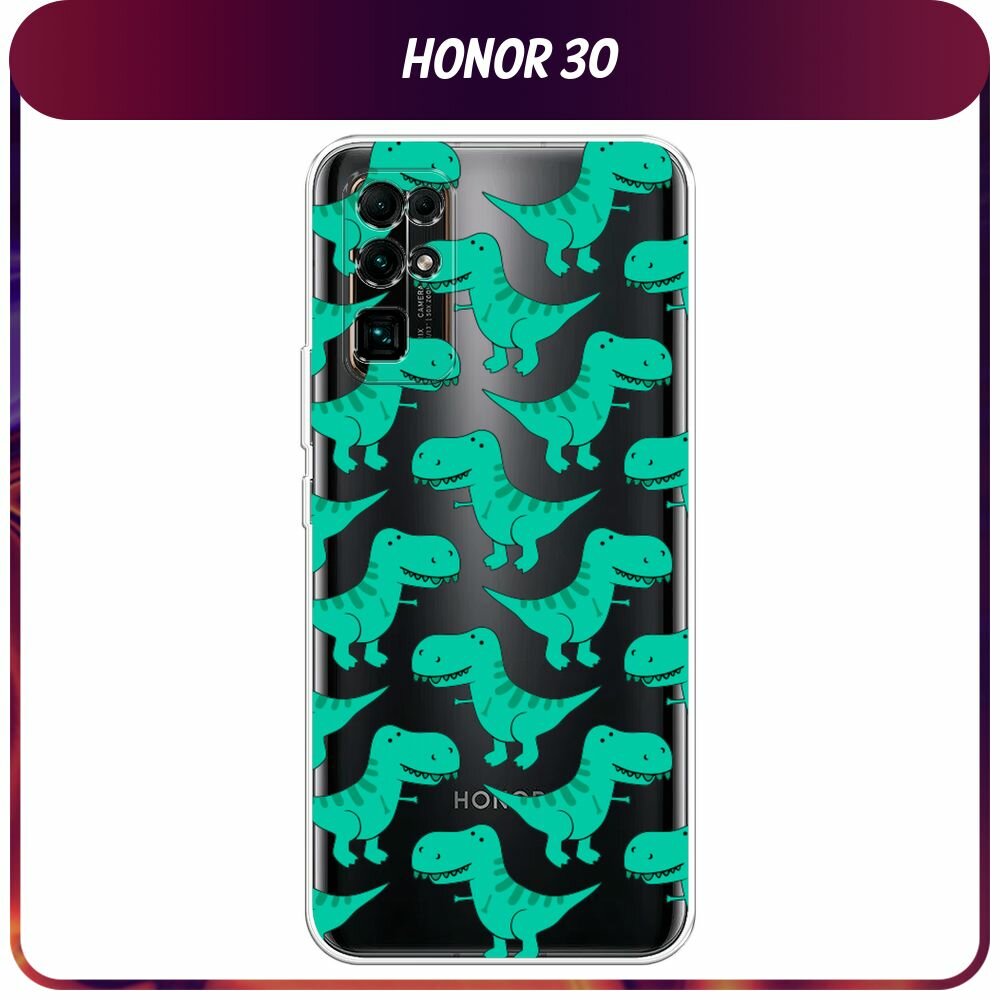 Чехол на Honor 30 / Хонор 30 с принтом Динозаврики, прозрачный