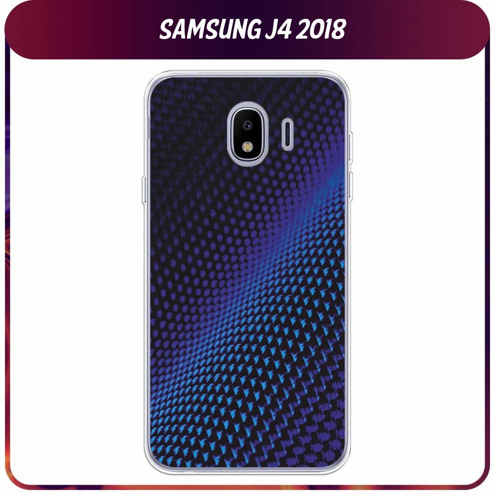 Чехол на Samsung Galaxy J4 / Самсунг Галакси Джей 4 с принтом "Синий карбон"