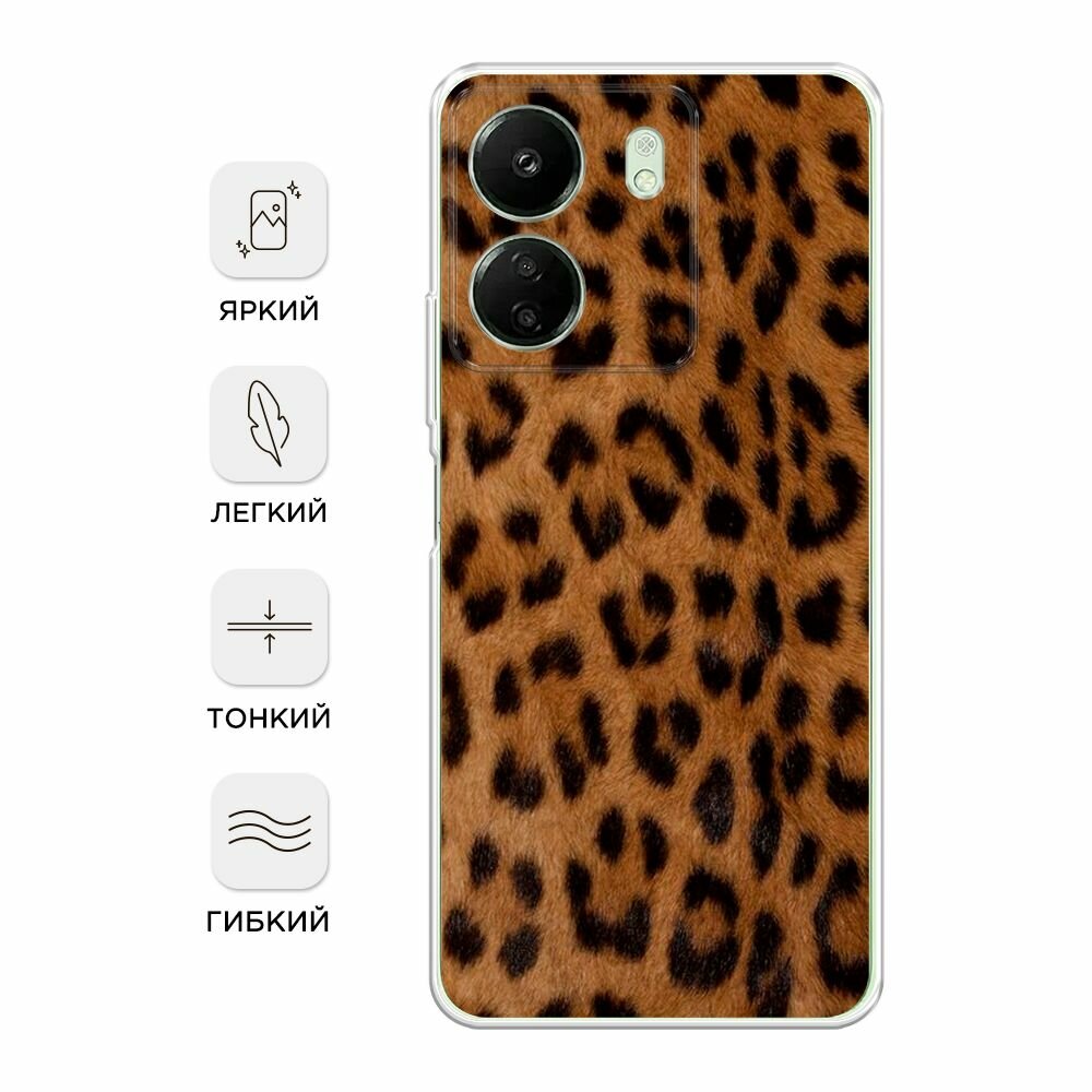 Чехол на Xiaomi Redmi 13C/Poco C65 / Сяоми Редми 13C/Поко С65 с принтом "Мех леопарда" — фото 1
