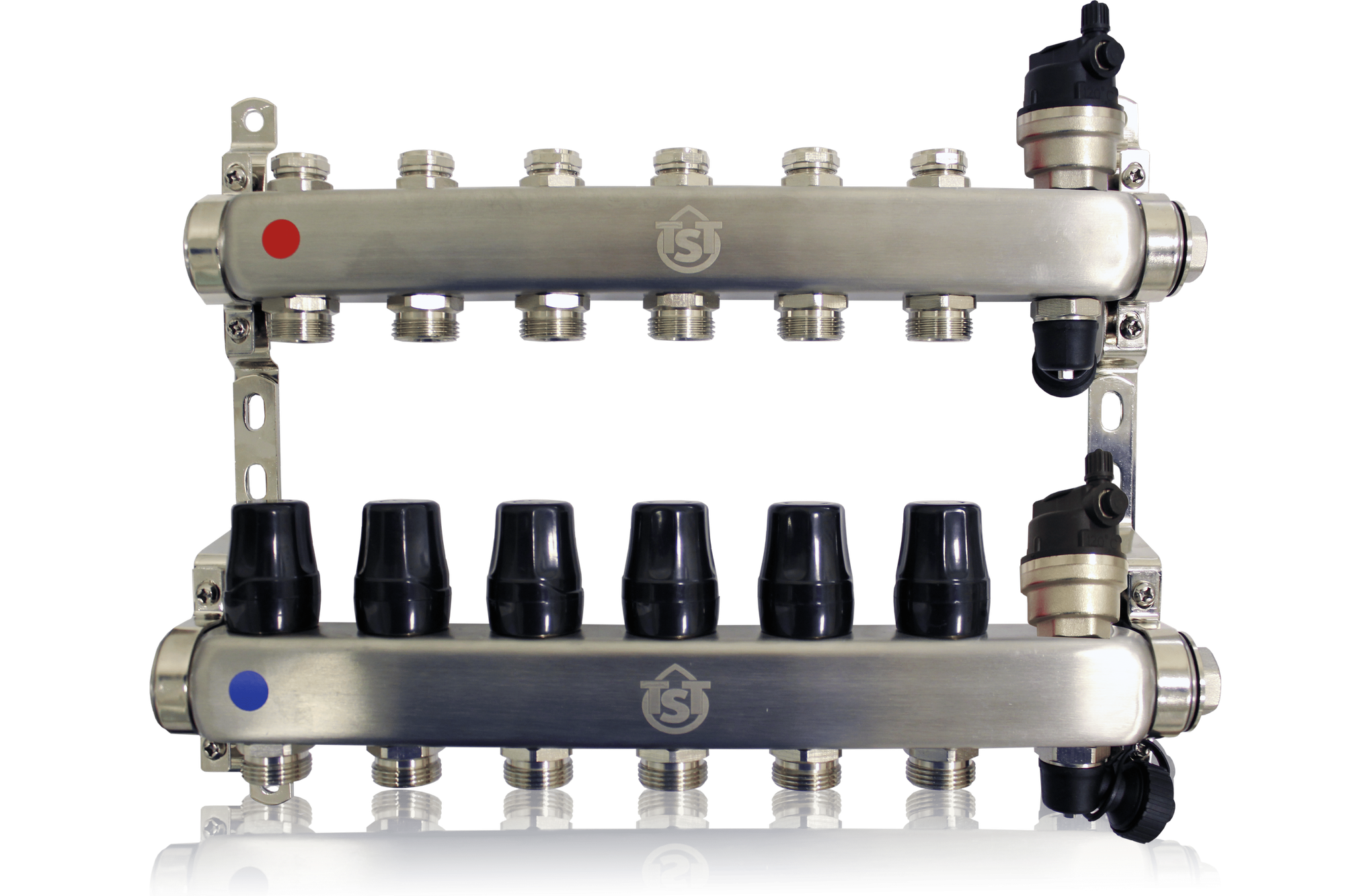Коллекторная группа TST без расходомеров 1", 3 выхода, нерж, без кранов (квадрат)