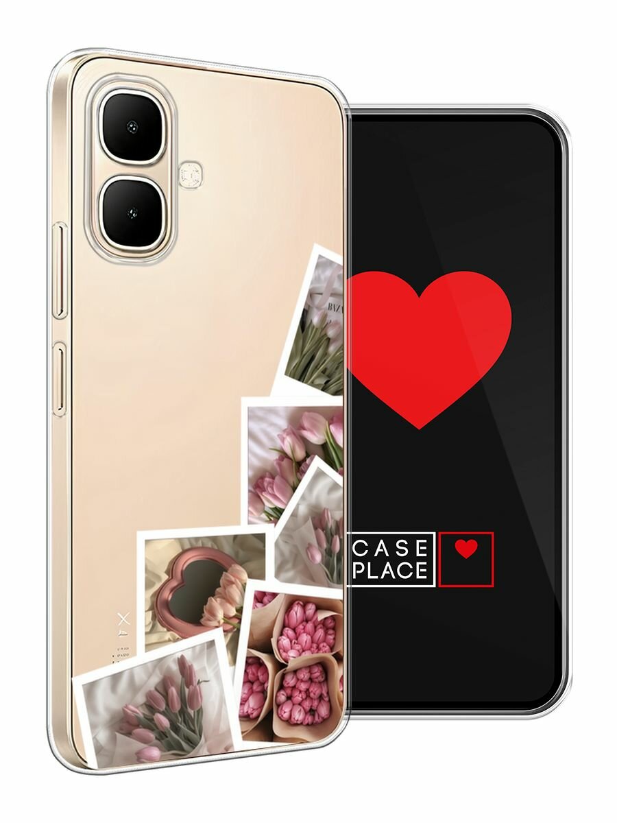 Чехол на Infinix Smart 10 / Инфиникс Смарт 10 с принтом "Весенние фото - 8 марта", прозрачный — фото 1