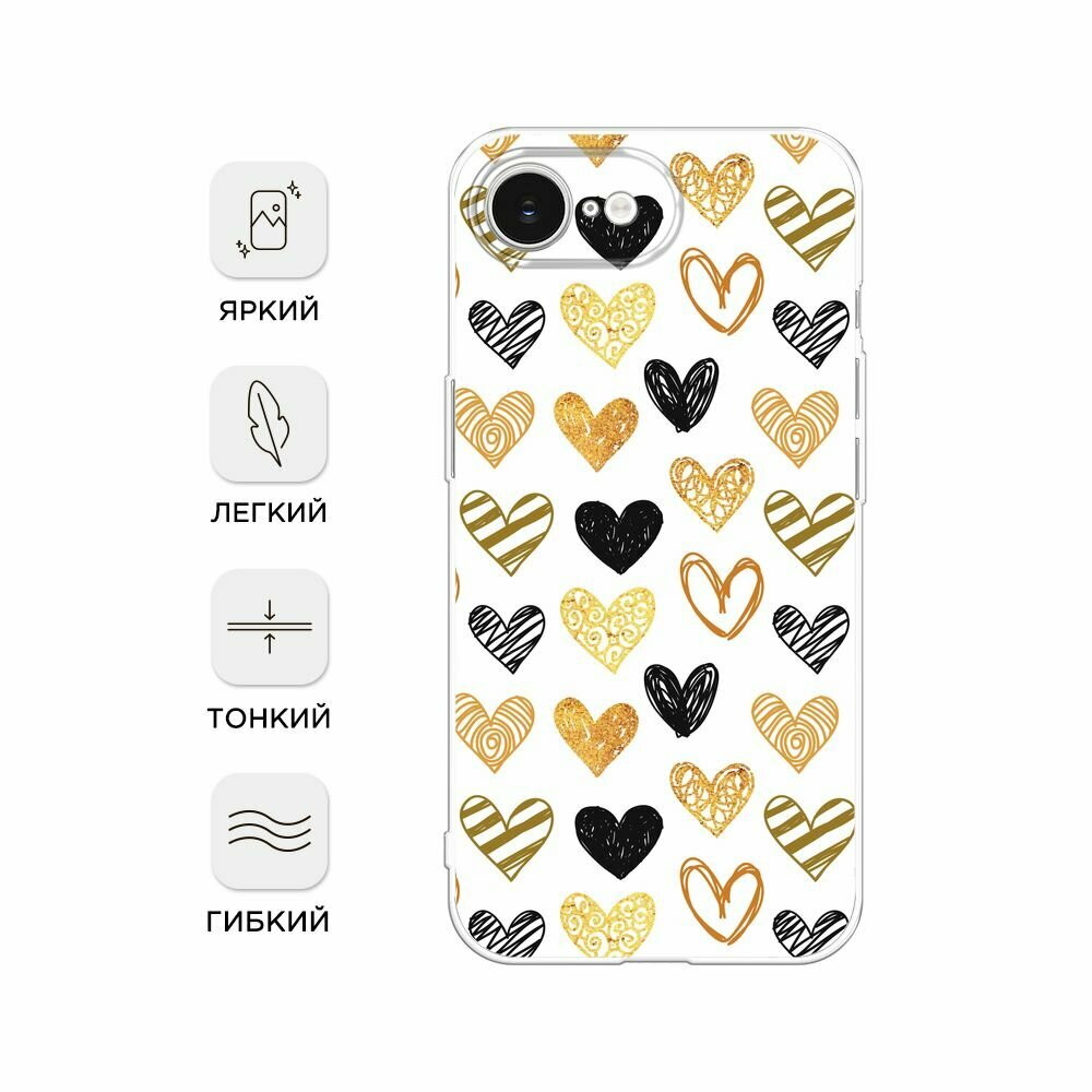 Чехол на Apple iPhone 16e/17e / Айфон 16е/17e с принтом фон из сердечек 2 — фото 1