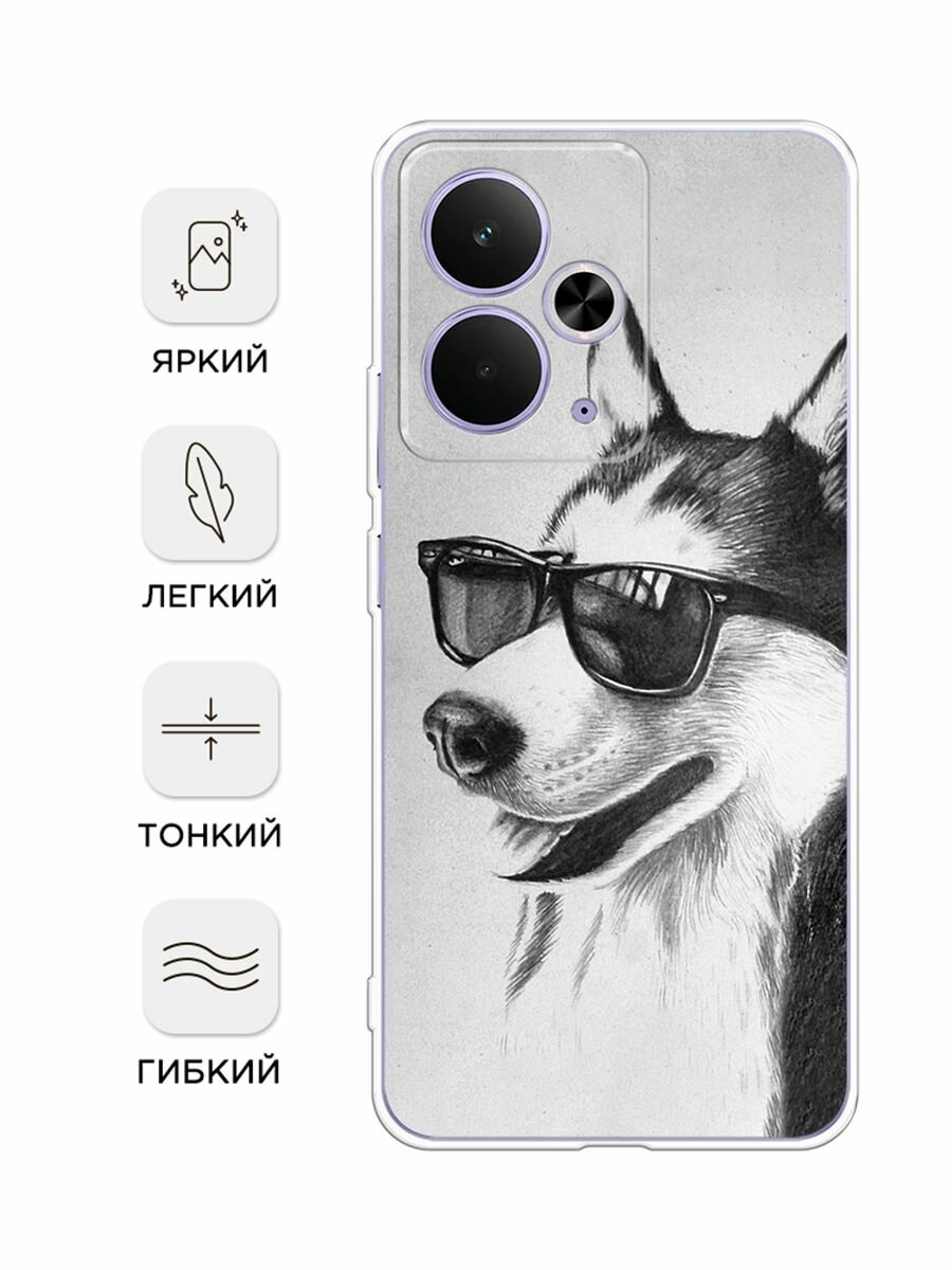 Силиконовый чехол на Realme 14T / Реалми 14Т с принтом "Крутой Хаске" — фото 1