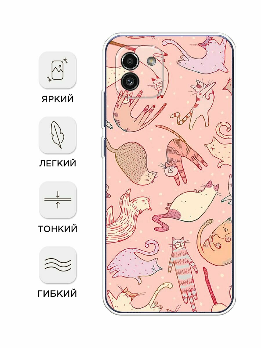 Чехол на Samsung Galaxy A03 / Самсунг Галакси А03 с принтом "Розовое счастье" — фото 1