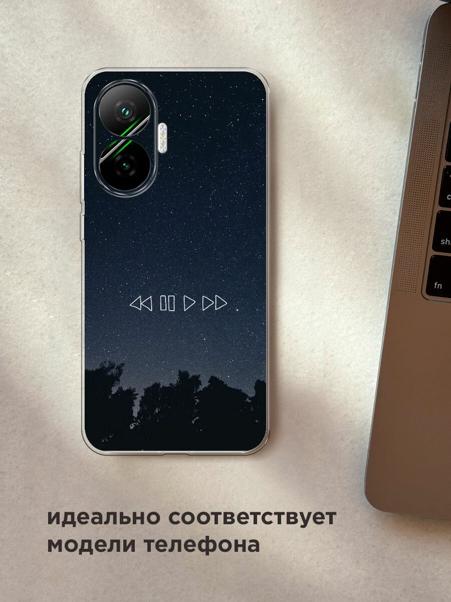 Силиконовый чехол на Poco F7 / Поко F7 с принтом "Космическая музыка" — фото 1