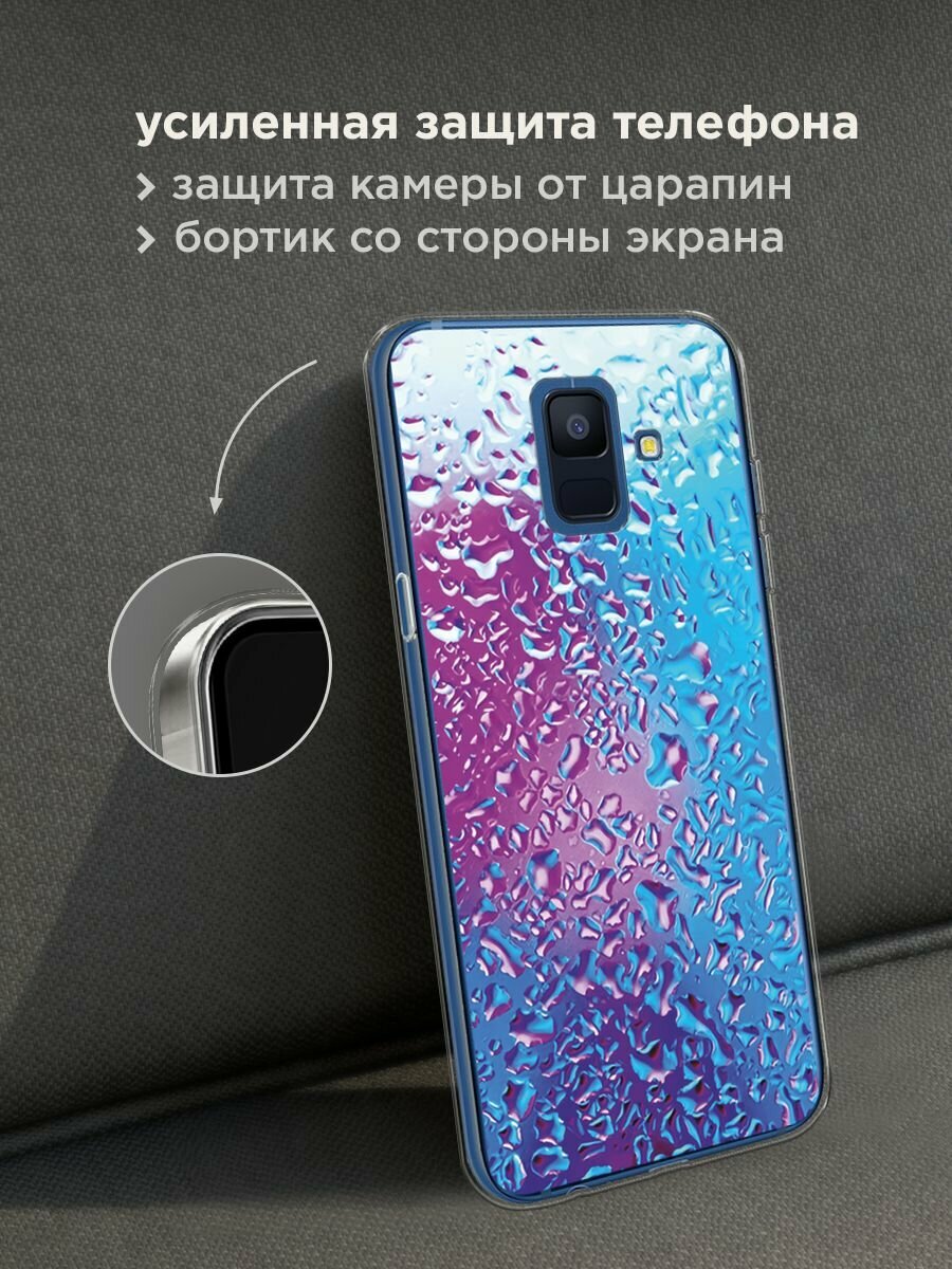 Чехол на Samsung Galaxy A6 / Самсунг Галакси А6 с принтом "Капли на стекле" — фото 1