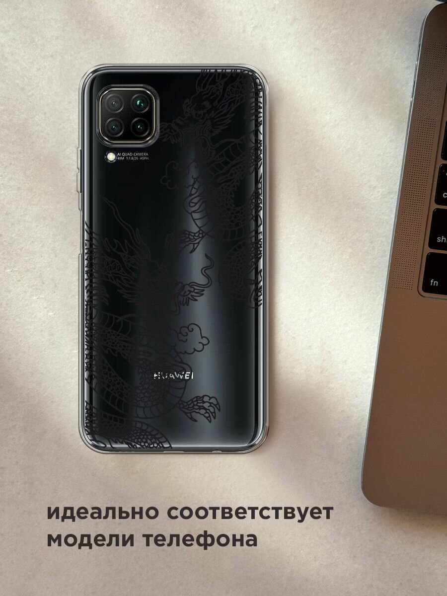 Чехол на Honor 30S Global/Huawei P40 Lite 5G/Nova 7 SE / Хонор 30S с принтом "Два китайских дракона", прозрачный — фото 1