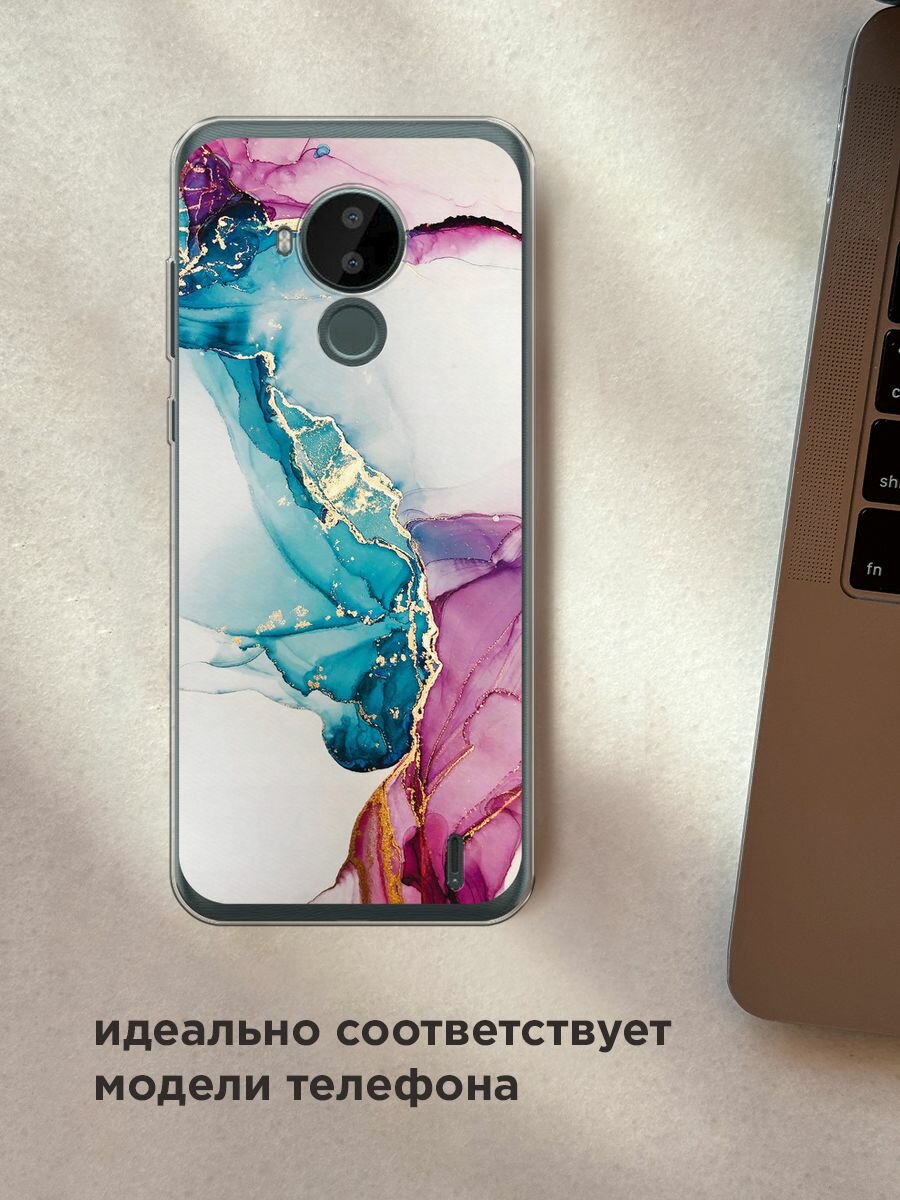 Чехол на Nokia C30 / Нокия C30 с принтом "Розовые разводы рисунок" — фото 1