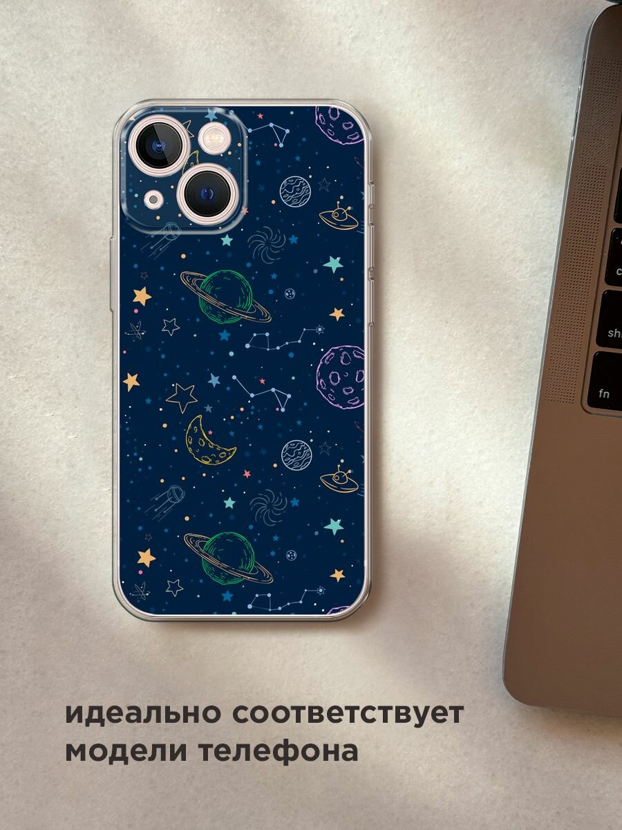 Чехол на Apple iPhone 13 mini / Айфон 13 мини с принтом "Темно-синий космос" — фото 1