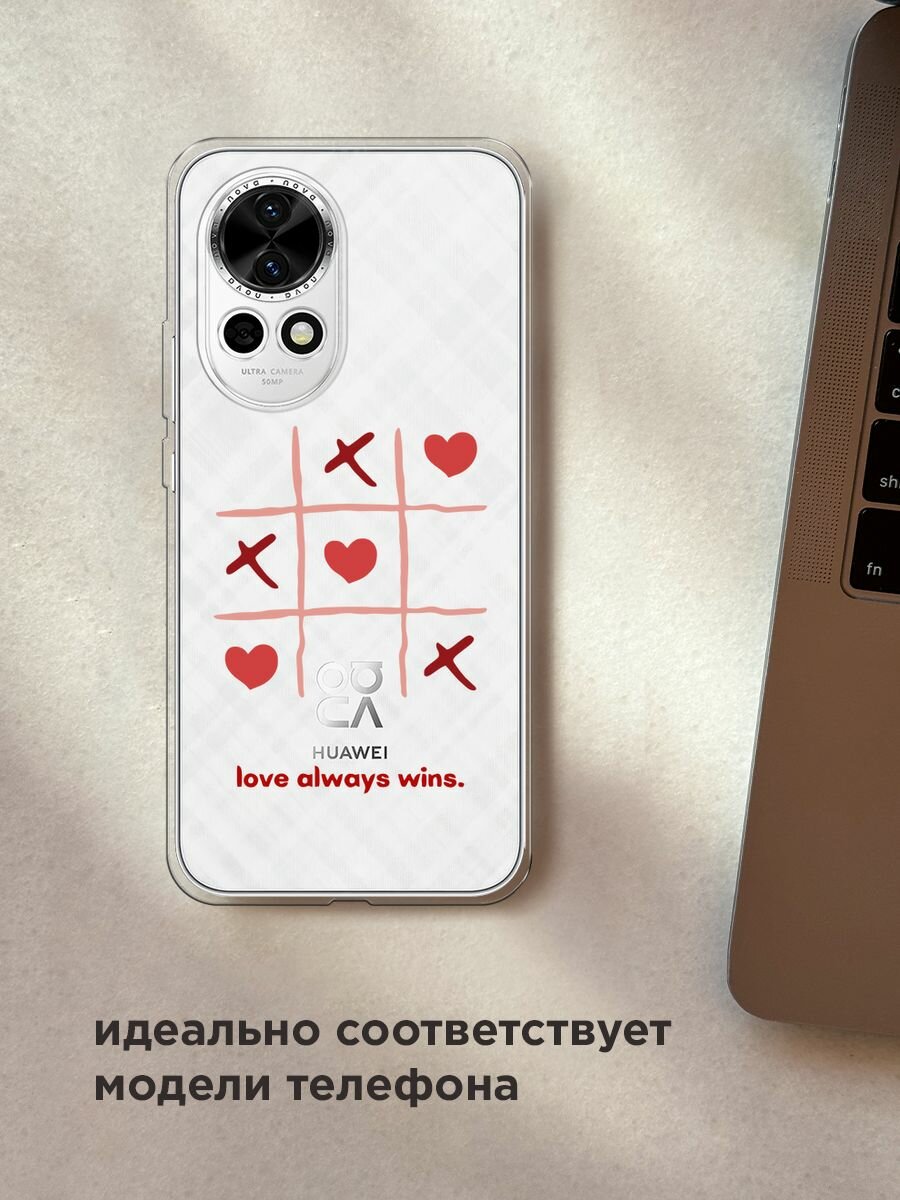 Чехол на Huawei Nova 12/Nova13 / Хуавей Нова 12/Нова 13 с принтом "love always wins - 14 февраля", прозрачный — фото 1