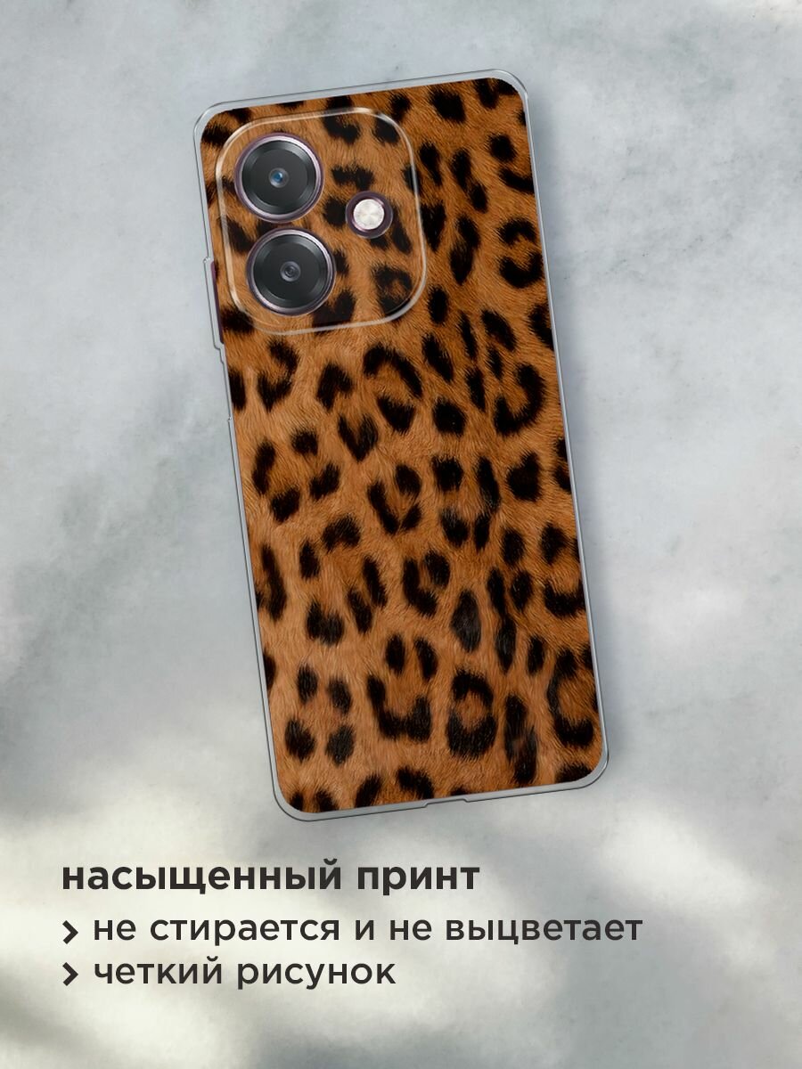 Силиконовый чехол на Oppo A3/A3x / Оппо А3/A3x с принтом "Мех леопарда" — фото 1