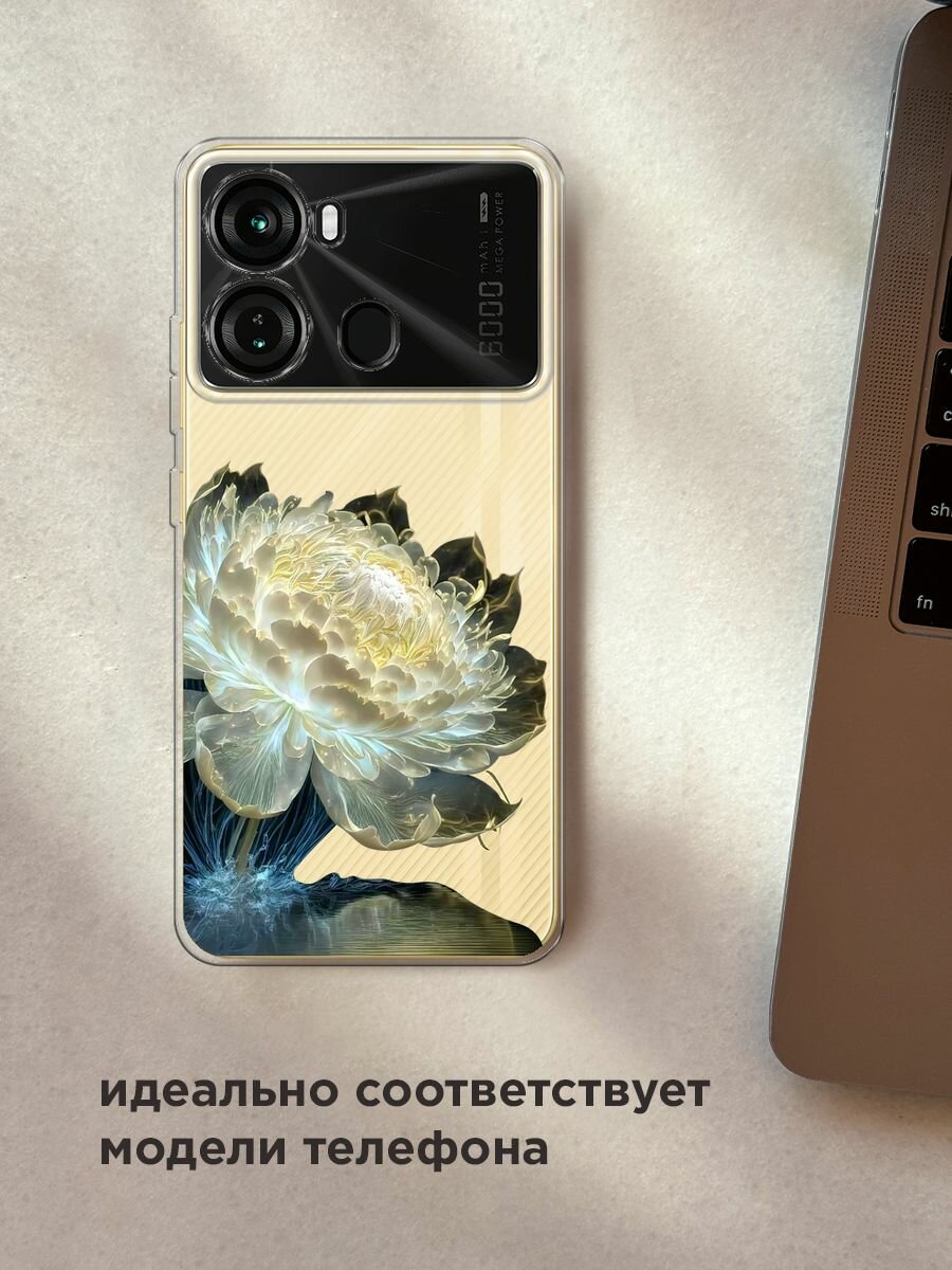 Чехол на Itel P40 / Ител P40 с принтом "Китайский лотос", прозрачный — фото 1