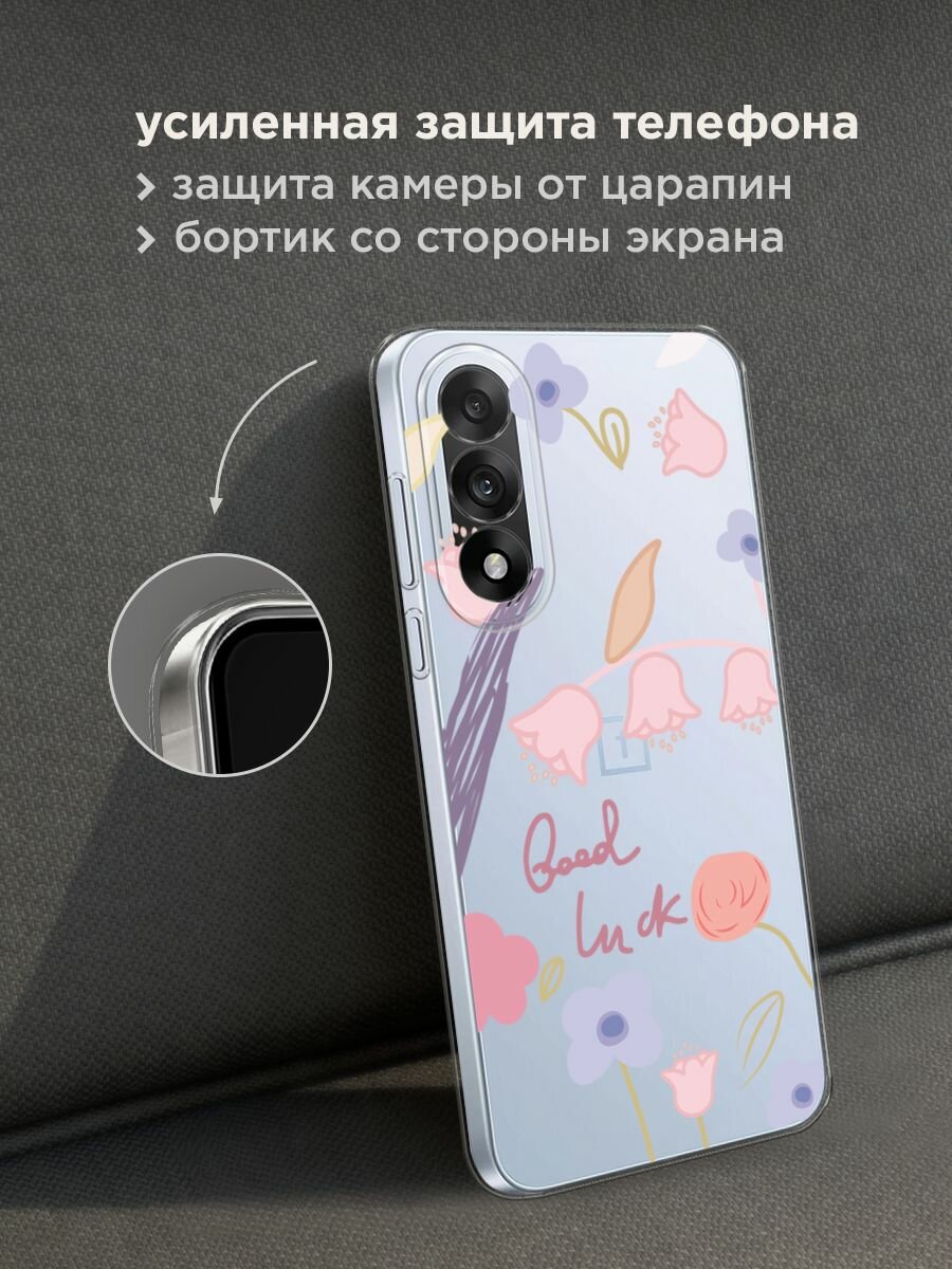 Чехол на OnePlus Nord 5 / Ван Плас Норд 5 с принтом "Lucky flowers", прозрачный — фото 1