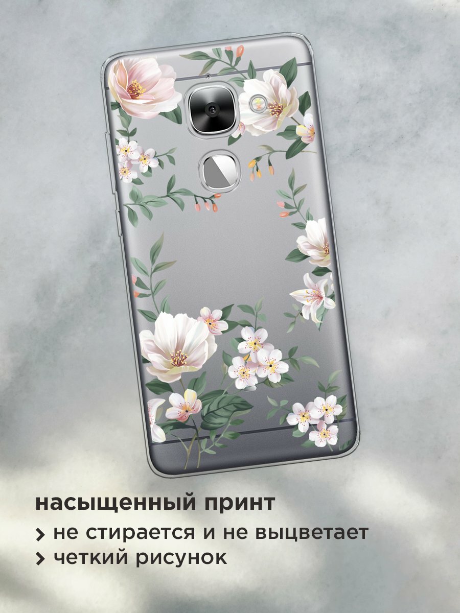 Чехол на LeEco Le 2/2 pro / Лееко Ле 2/2 про с принтом "Beautiful white flowers", прозрачный — фото 1