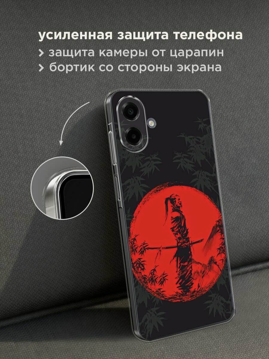 Чехол на Samsung Galaxy A07 / Самсунг А07 с принтом "Самурай на красном фоне" — фото 1